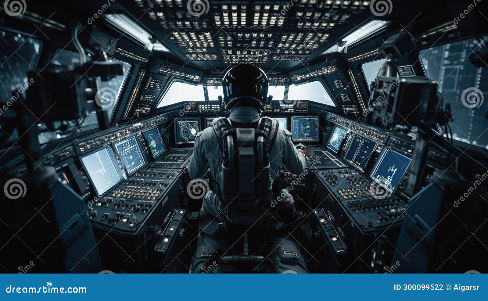 Spaceship Pilot in Spacecraft Stock Illustration - Illustration of ...
