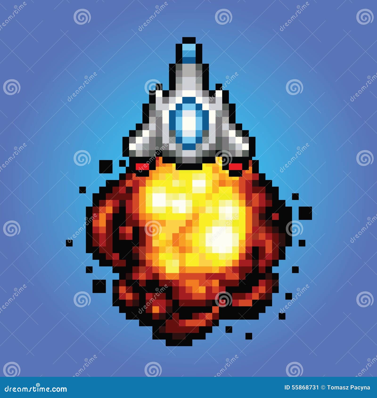 Spaceship Pixel Art Illustration of Spaceship Blasting Off and Flying ...