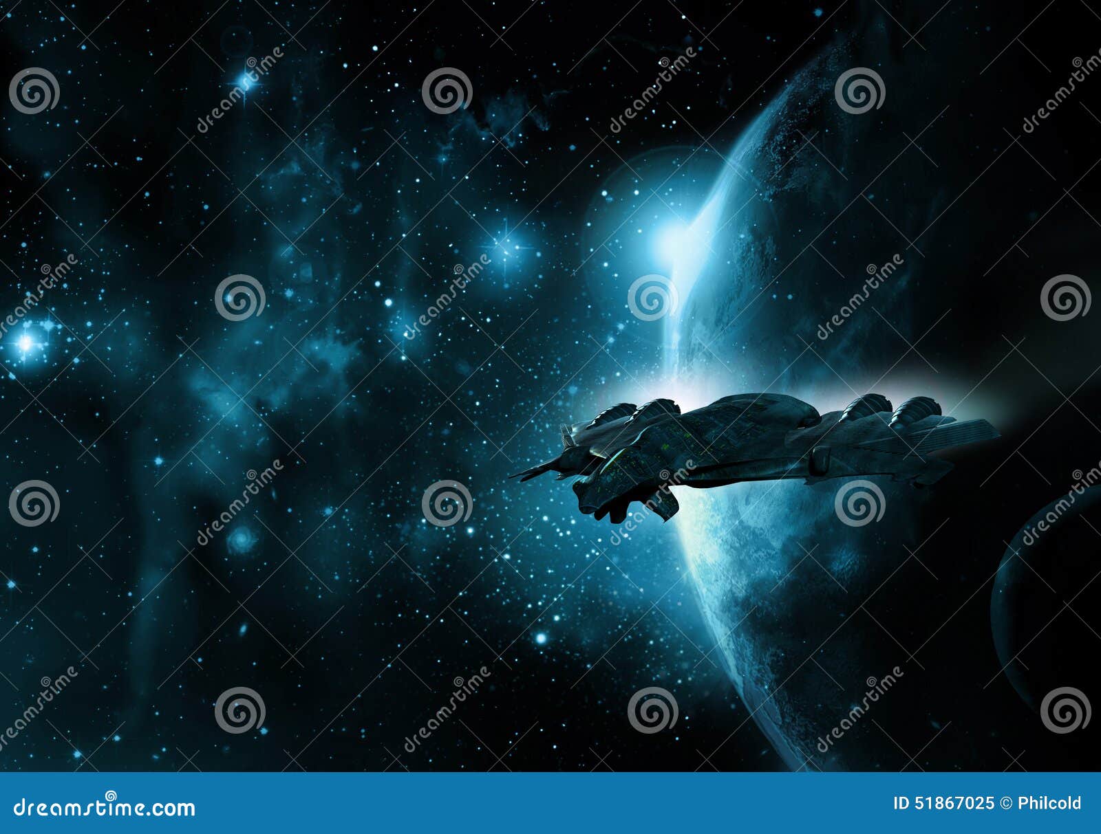 Spaceship and planet stock illustration. Illustration of cold - 51867025