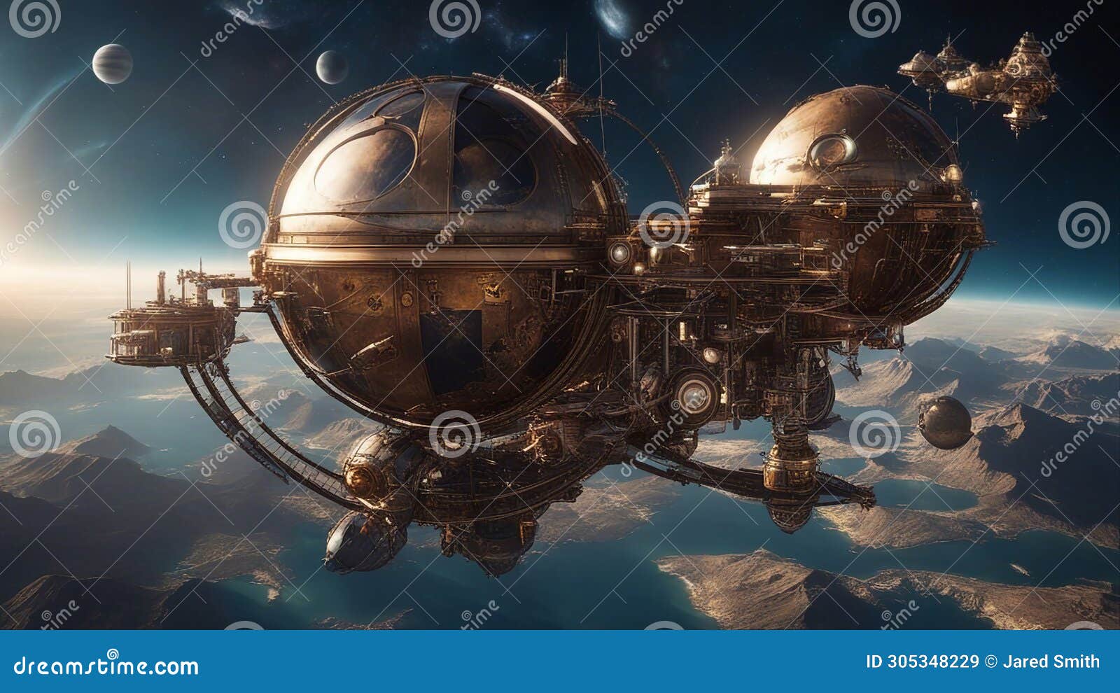 A Steampunk Space Nebula Panorama, Equirectangular Projection ...