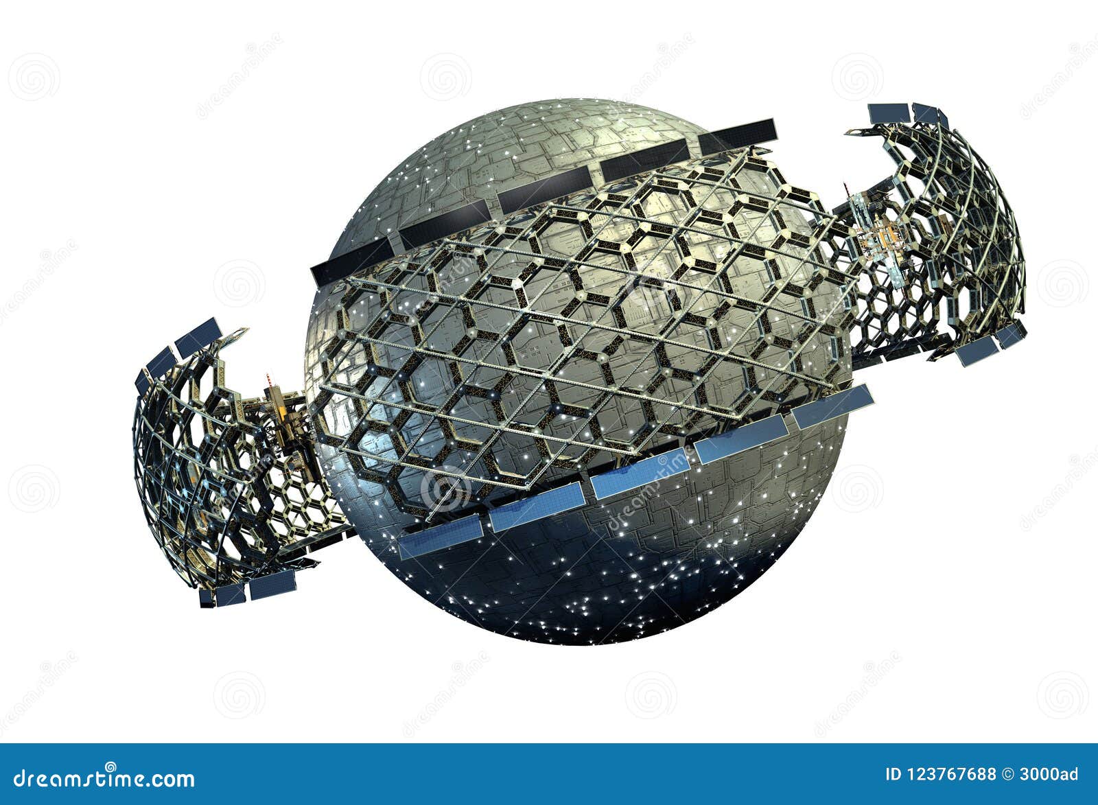 Spaceship with a Planetary Sphere Surrounded by a Geodesic Structure ...