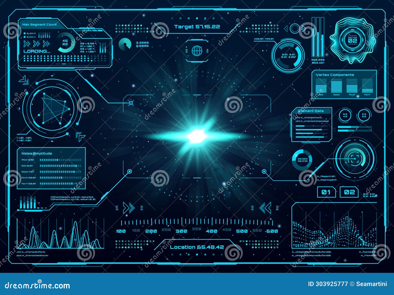 Spaceship Radar Screen Interface HUD Dashboard Stock Vector ...