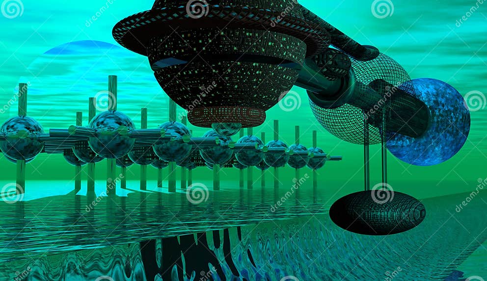 Spaceship returning home stock illustration. Illustration of alien ...