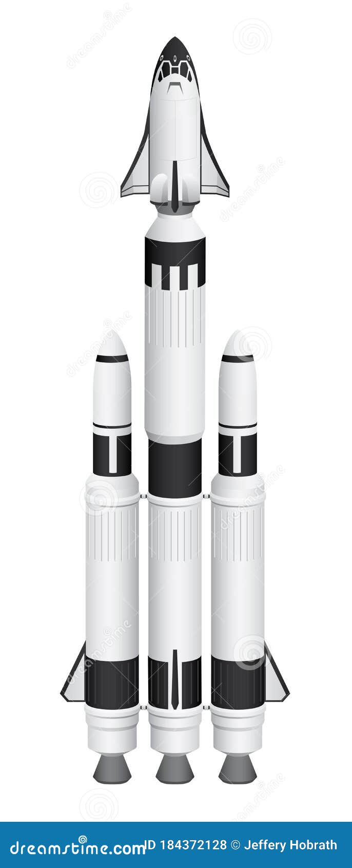 Spaceship Rocket With Boosters And Shuttle Isolated Vector Illustration ...