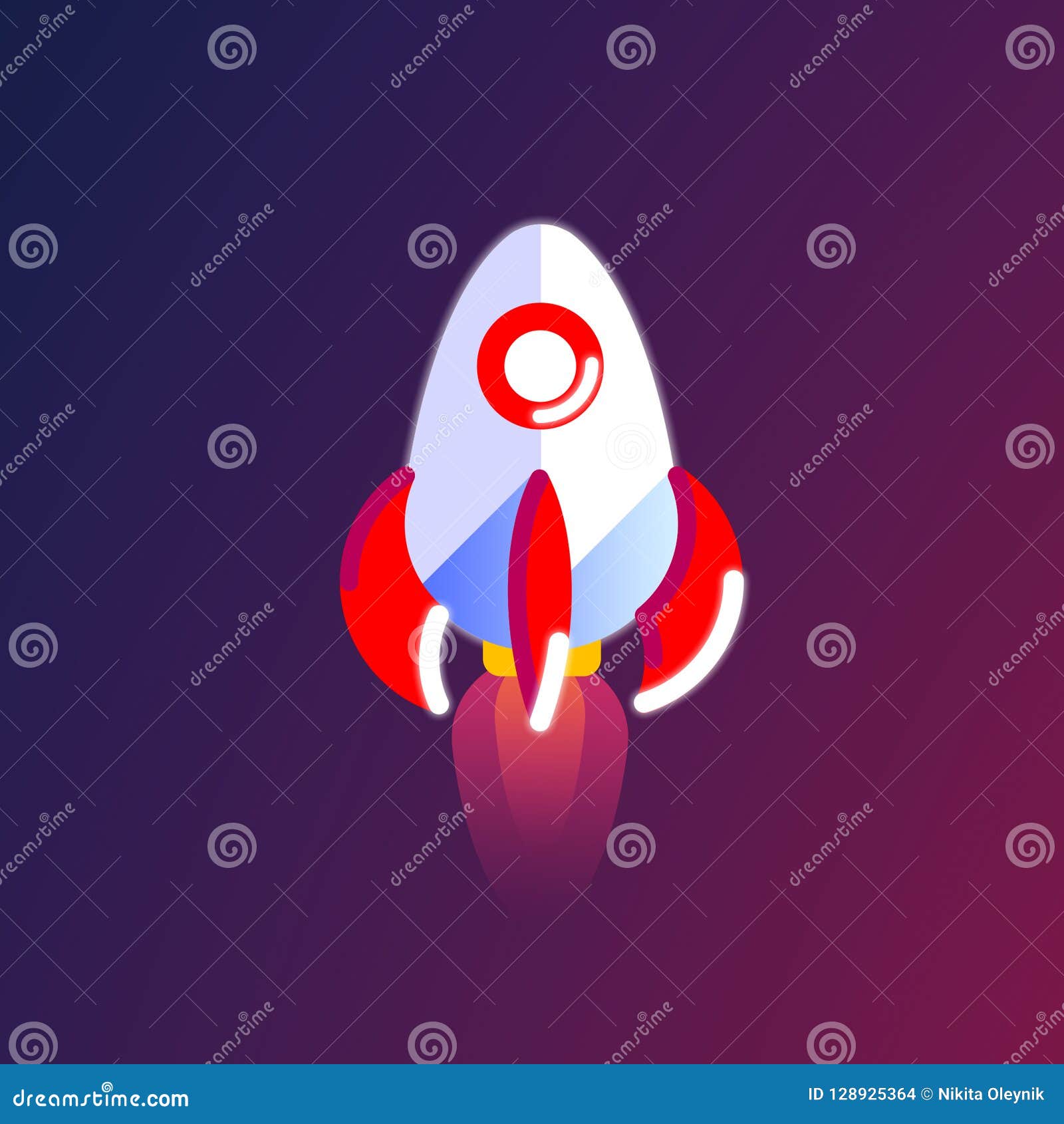 Spaceship, Rocket, Flat Design, Space Stock Illustration - Illustration ...