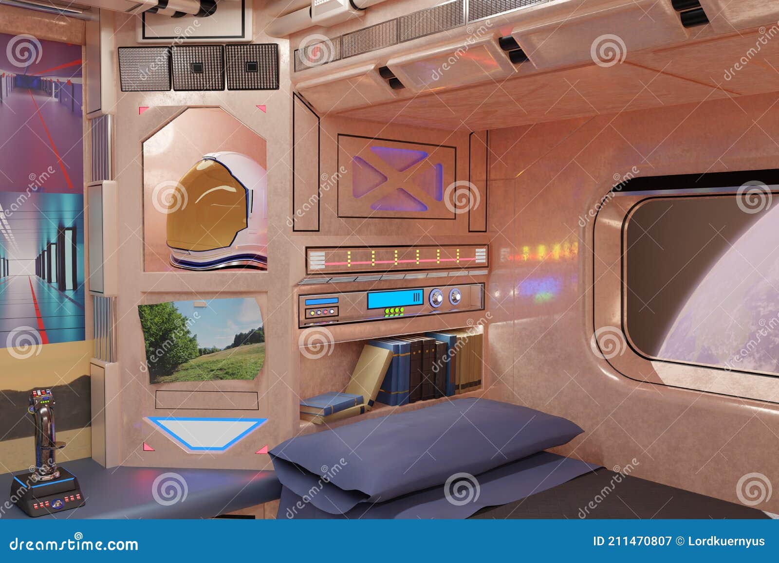 Spaceship Room Interior, Design Of Small White Habitat With Bed In ...