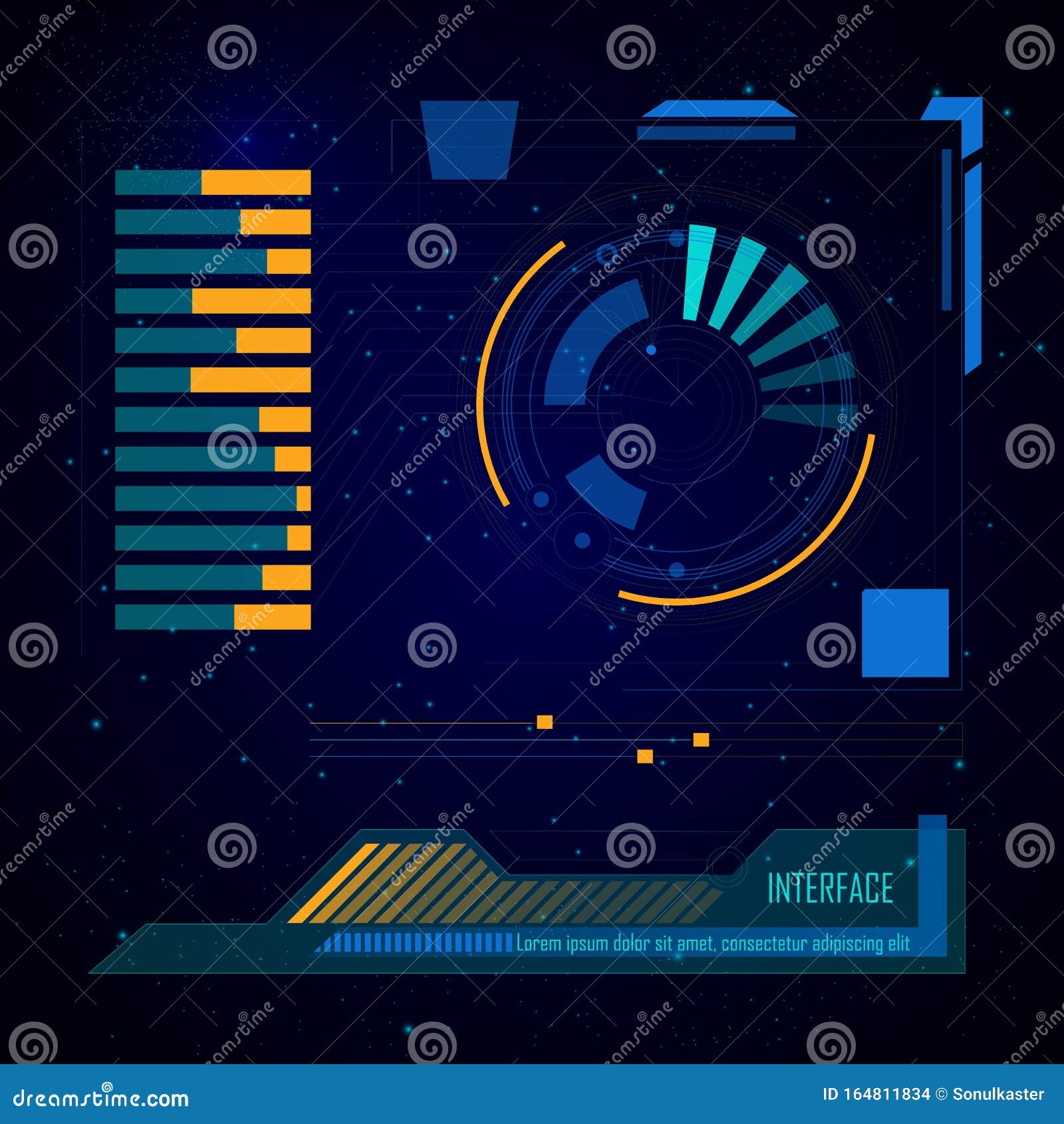 Spaceship Sci-fi User Interface, Digital Target and Charts Stock Vector ...