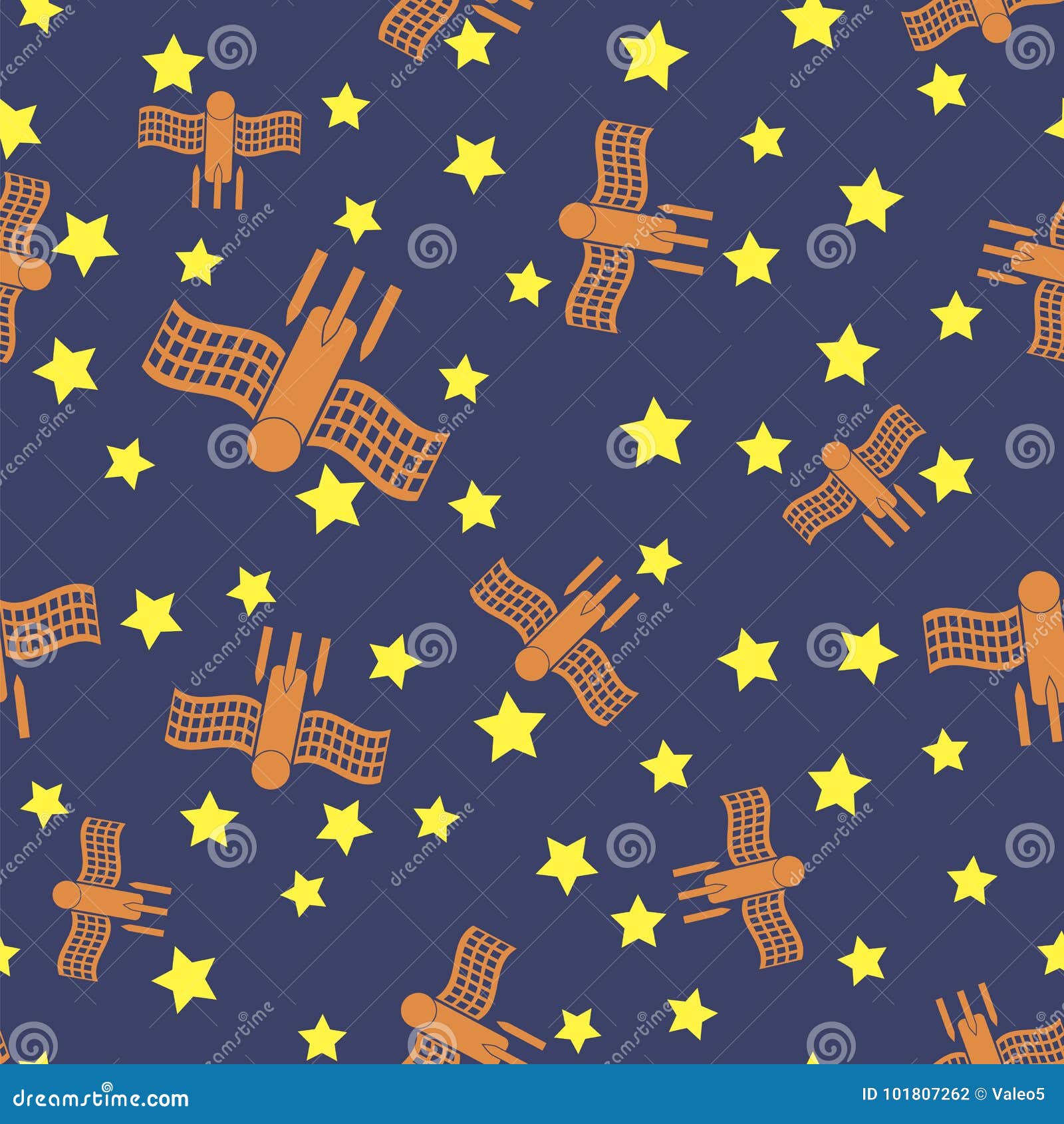 Spaceship Seamless Pattern. Spacecraft Background Stock Illustration ...