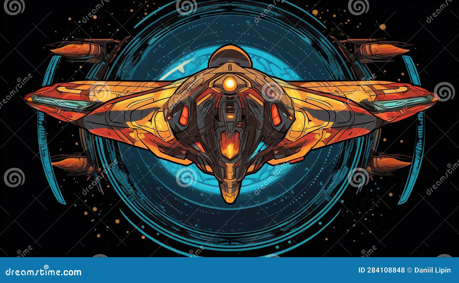 A Spaceship Shaped Like a Phoenix Stock Illustration - Illustration of ...