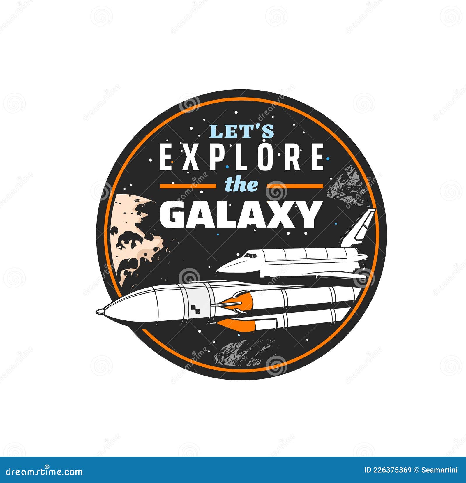 Spaceship Shuttle, Galaxy and Space Exploration Stock Vector ...