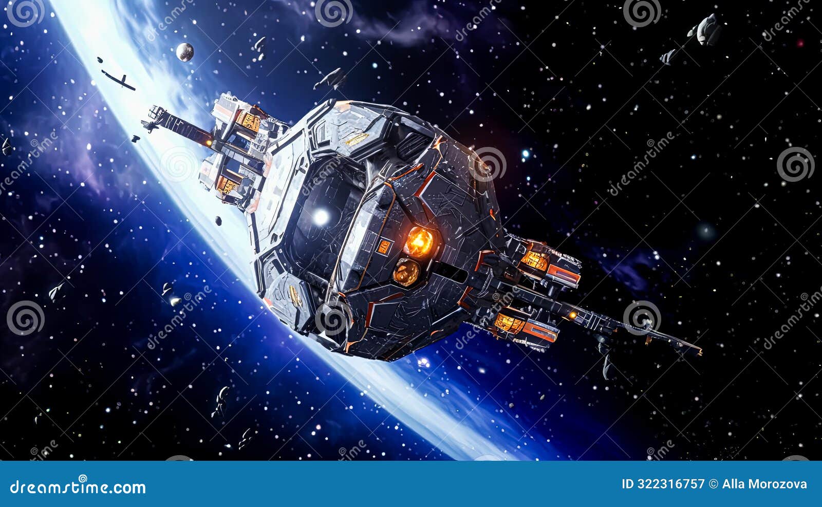 A Spaceship Soaring through Space Stock Image - Image of space ...