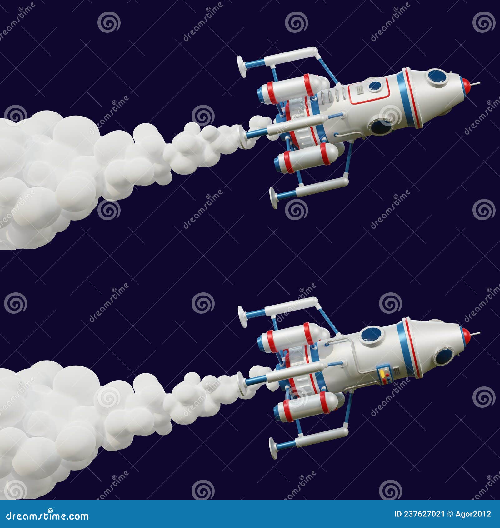 Space Module Rocket Taking Off From Spaceport Platform Royalty-Free ...