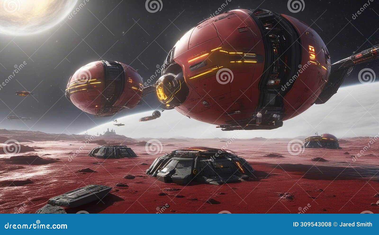 Spaceship in Space _A Sci-fi Combat Setting Where Two Space Pods Hover ...