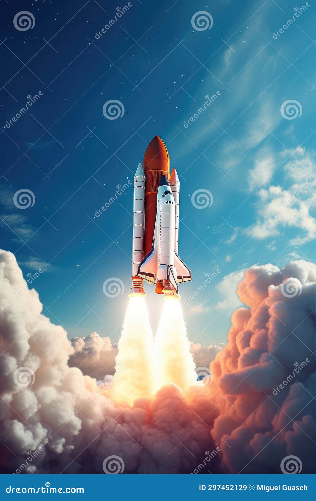 Spaceship Successfully Taking Off on a Clear Day Stock Illustration ...