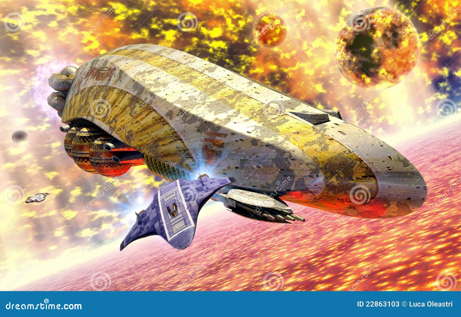 Spaceship sun explosion stock illustration. Illustration of fighter ...