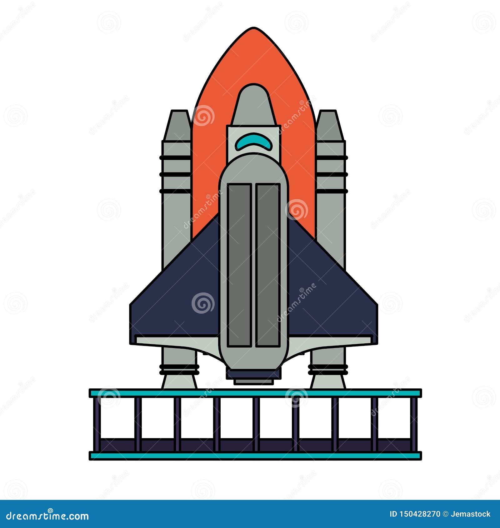 Spaceship on Take Off Plataform Symbol Isolated Stock Vector ...