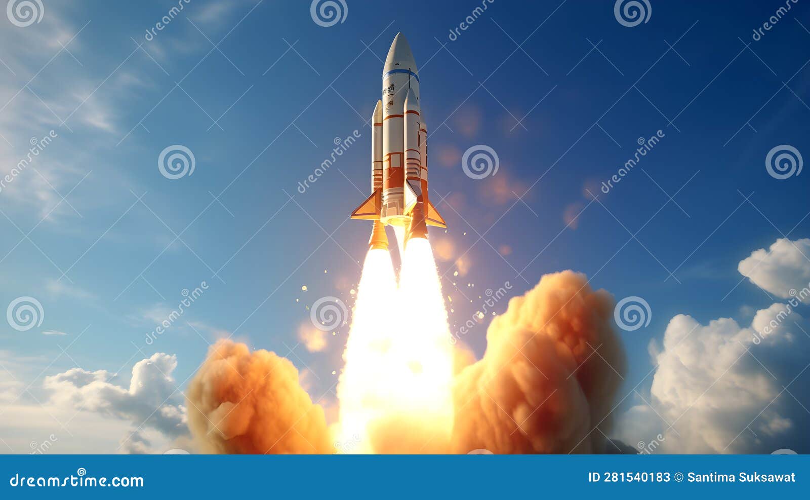 Spaceship Taking Off. Rocket Start Up Business Generative AI Stock ...