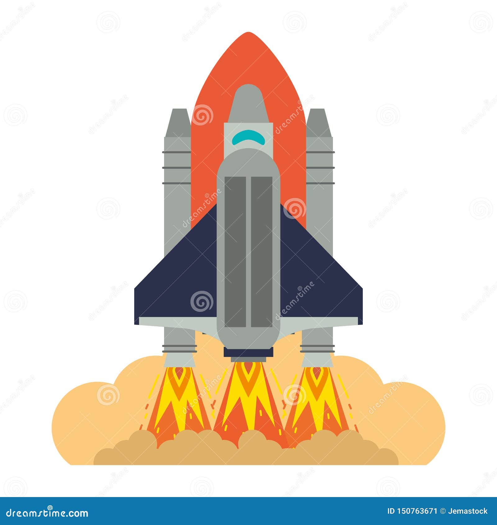 Spaceship Taking Off. Rocket Whizzing Through The Clouds In The Sky ...