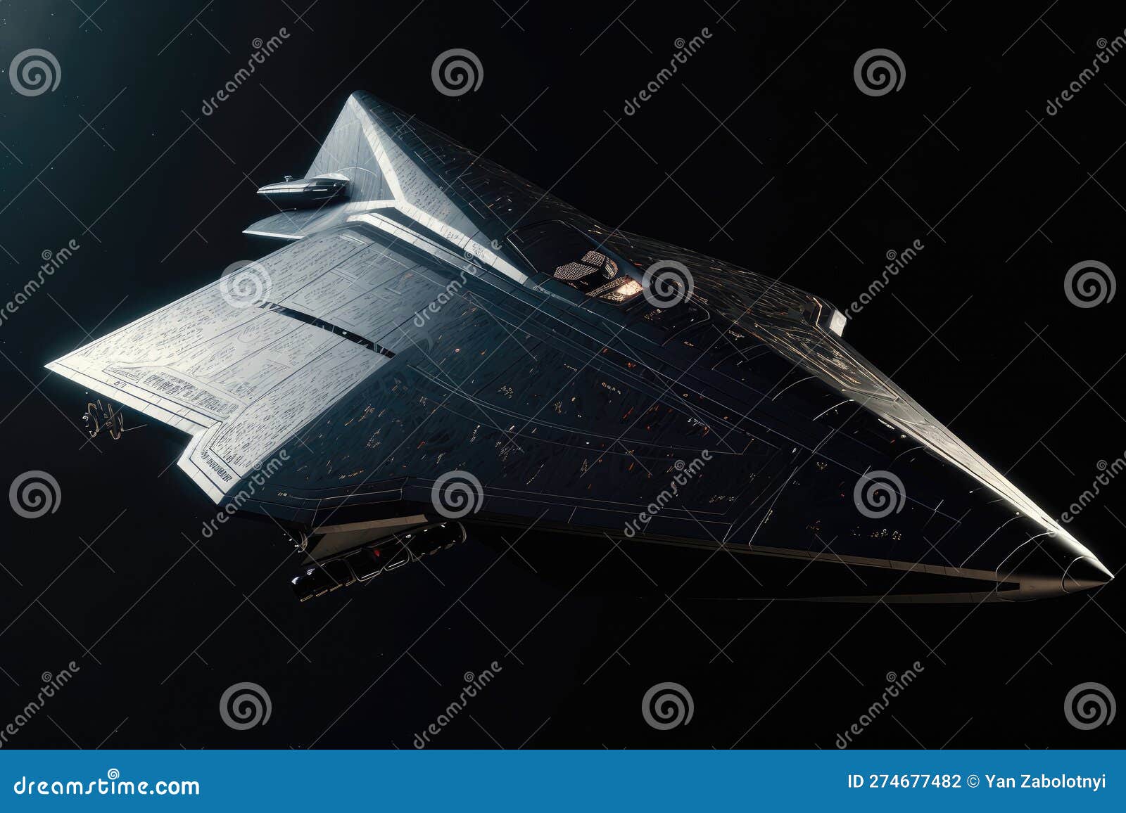 A Spaceship with a Triangular Shape and Angular, Pointed Wings ...