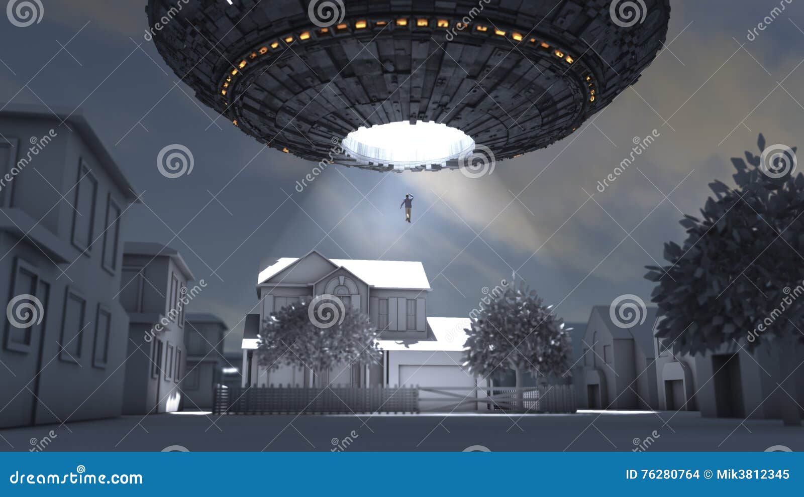 Spaceship UFO Kidnapping A Person In A City Royalty-Free Stock Image ...
