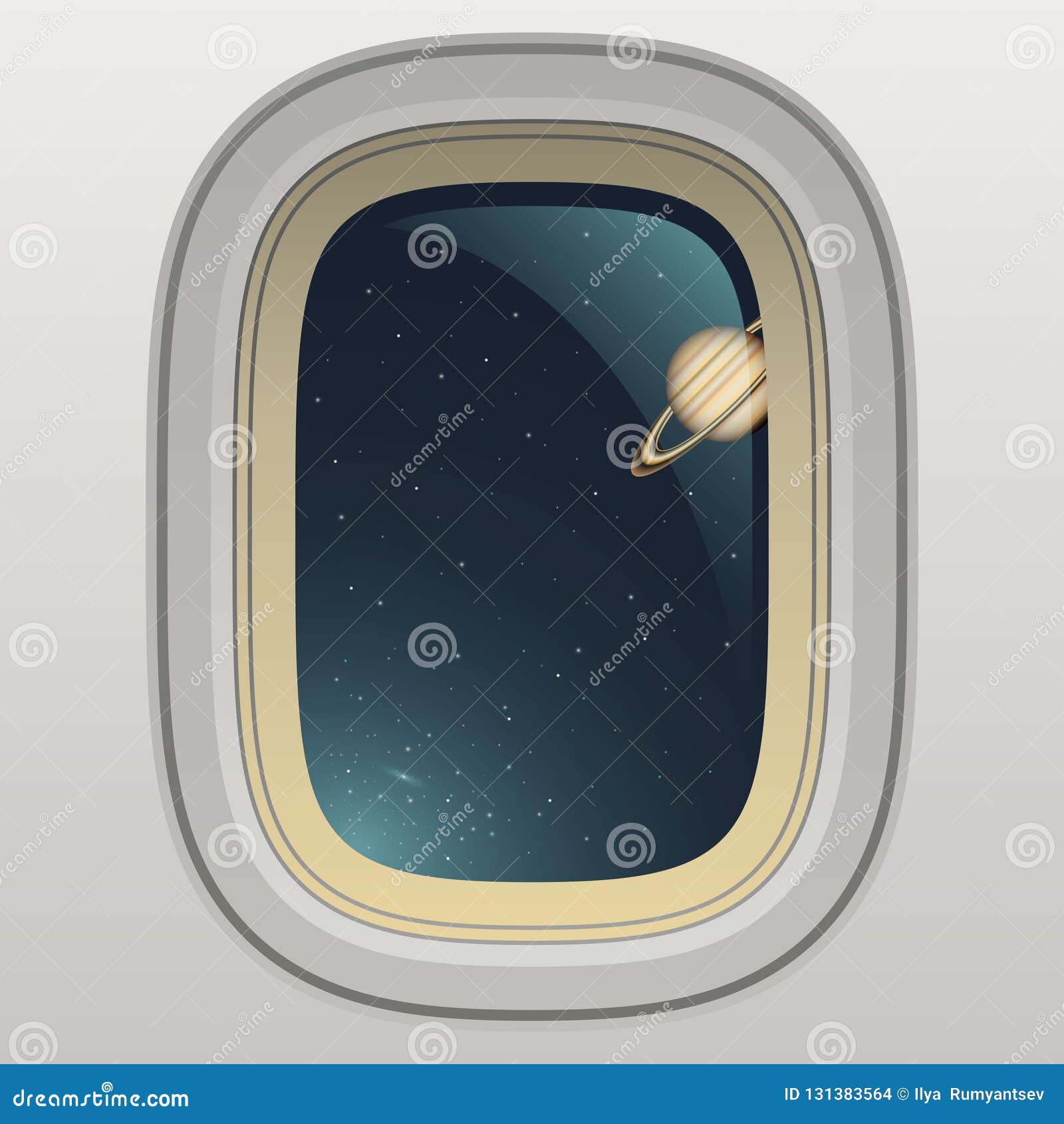 Spaceship Window, View of Planet and Space Stock Vector - Illustration ...