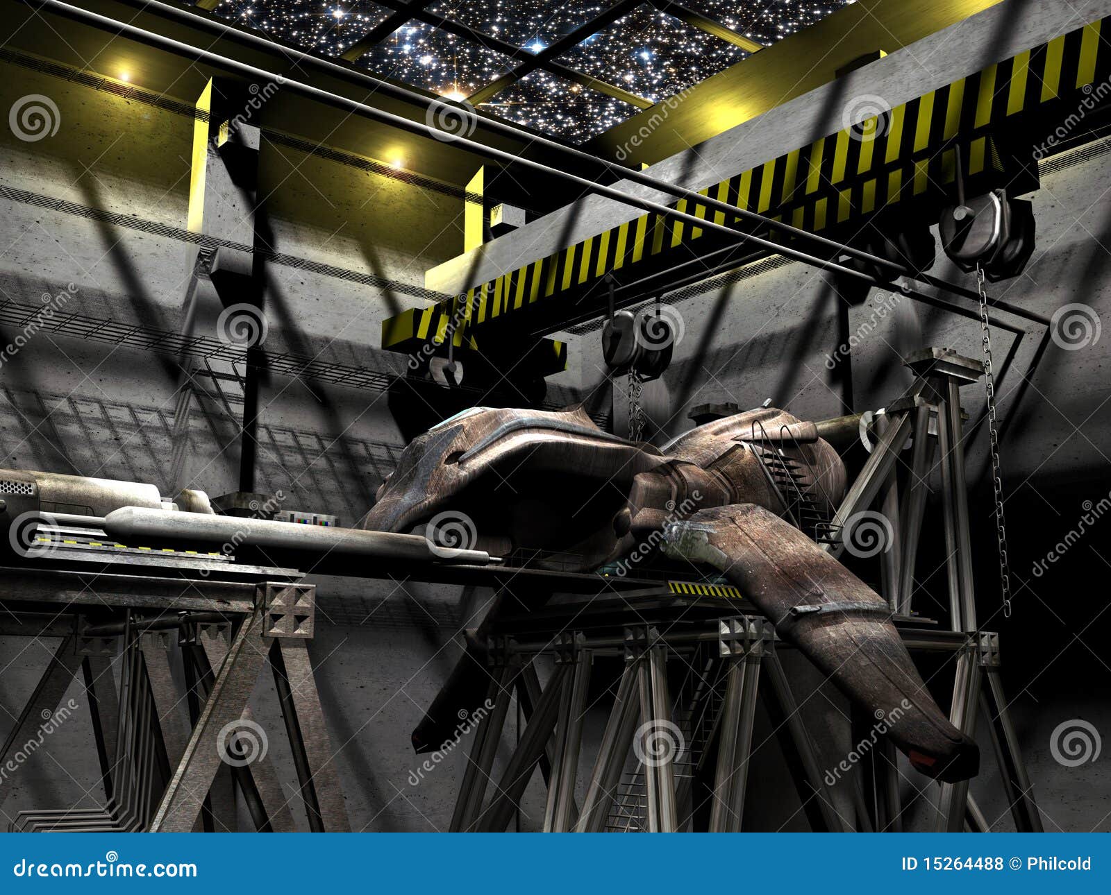 Spaceship Repair On Saturn Orbit Royalty-Free Stock Photo ...