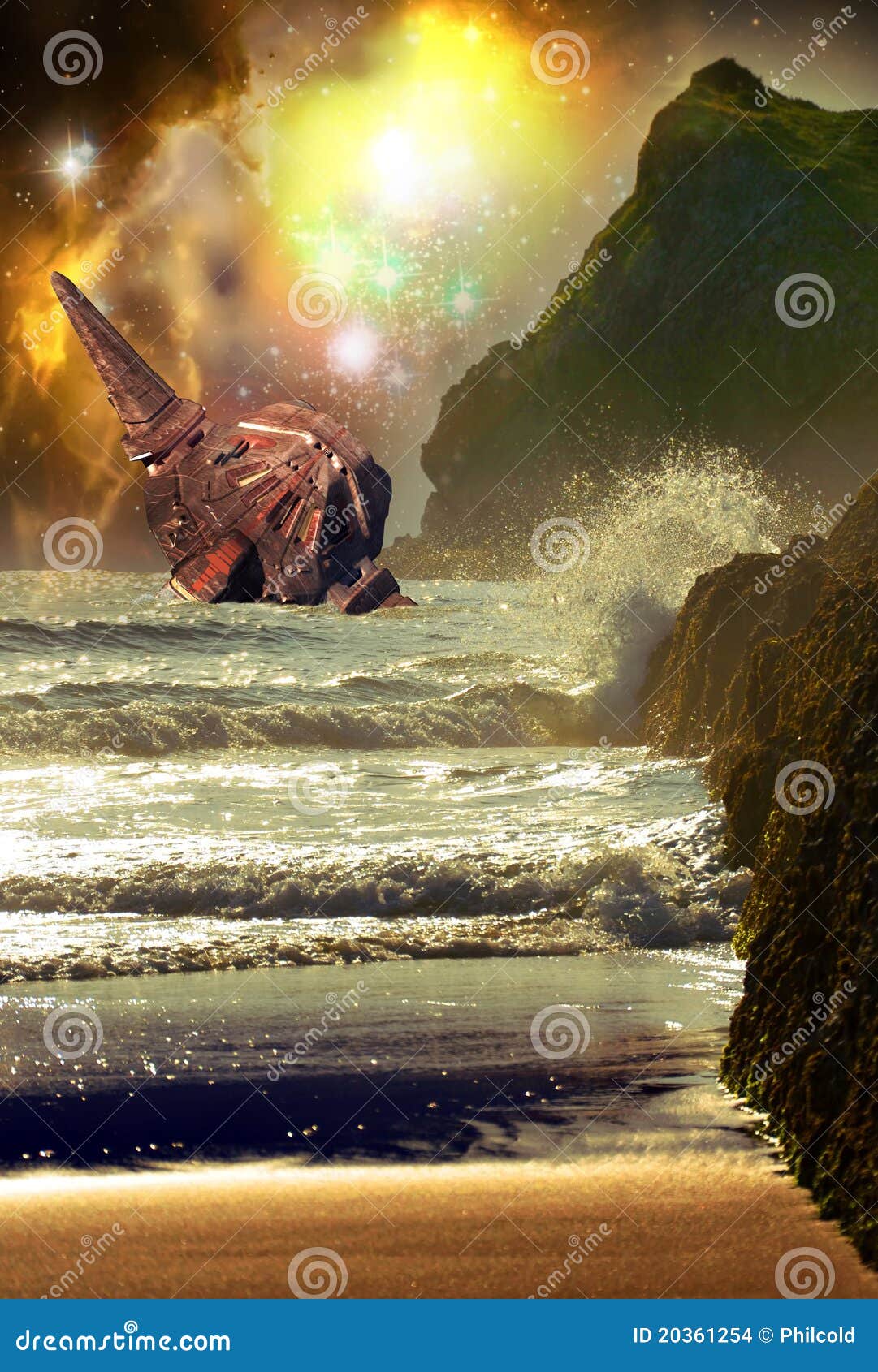 Spaceship wreck stock illustration. Illustration of imaginary - 20361254