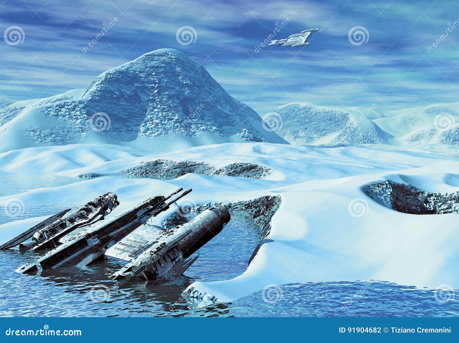 Spaceship Wreck On Ice Planet Royalty-Free Stock Photo | CartoonDealer ...
