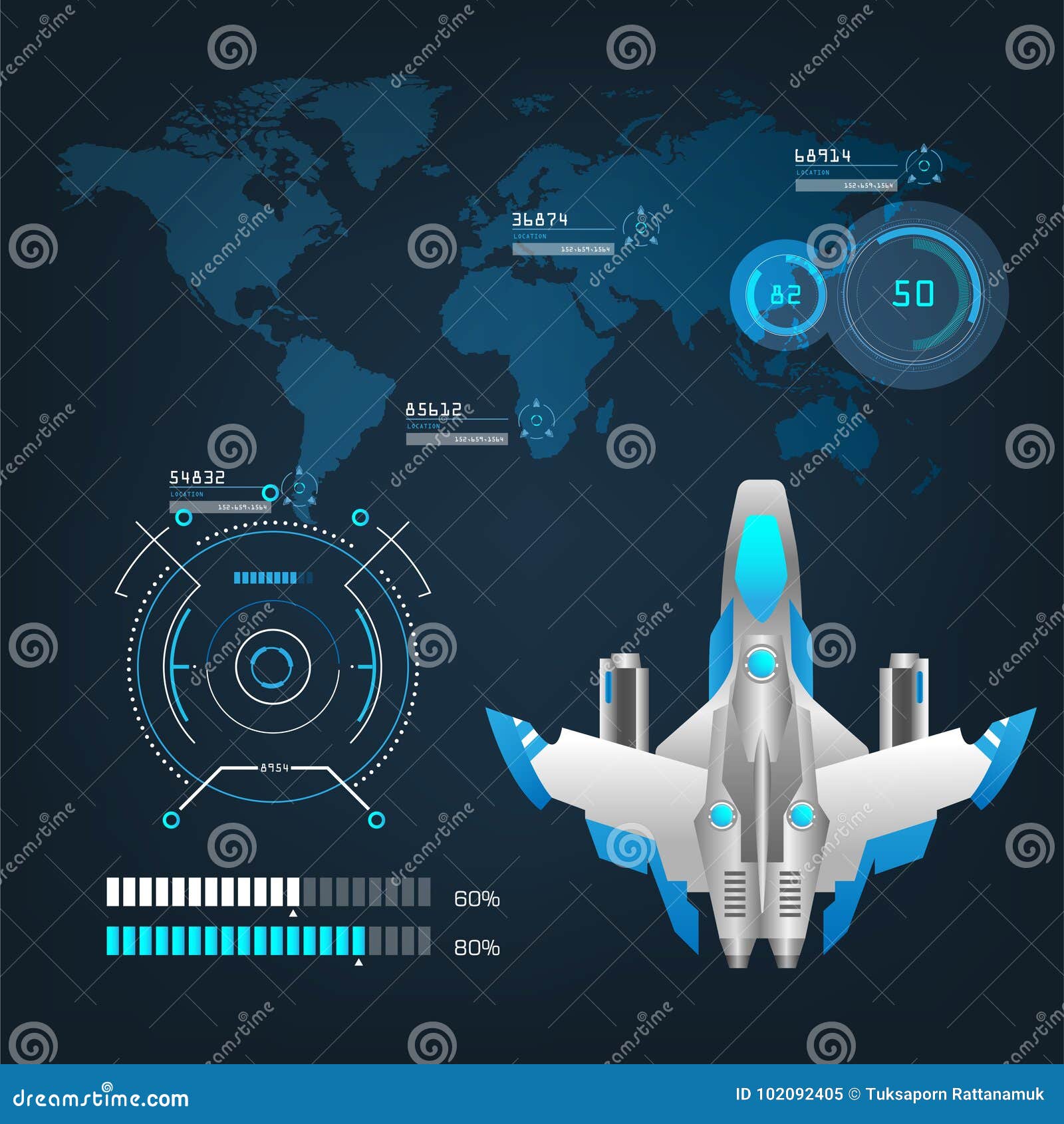 Spaceships Aircraft with Future Sight Action Mode Interface Stock ...