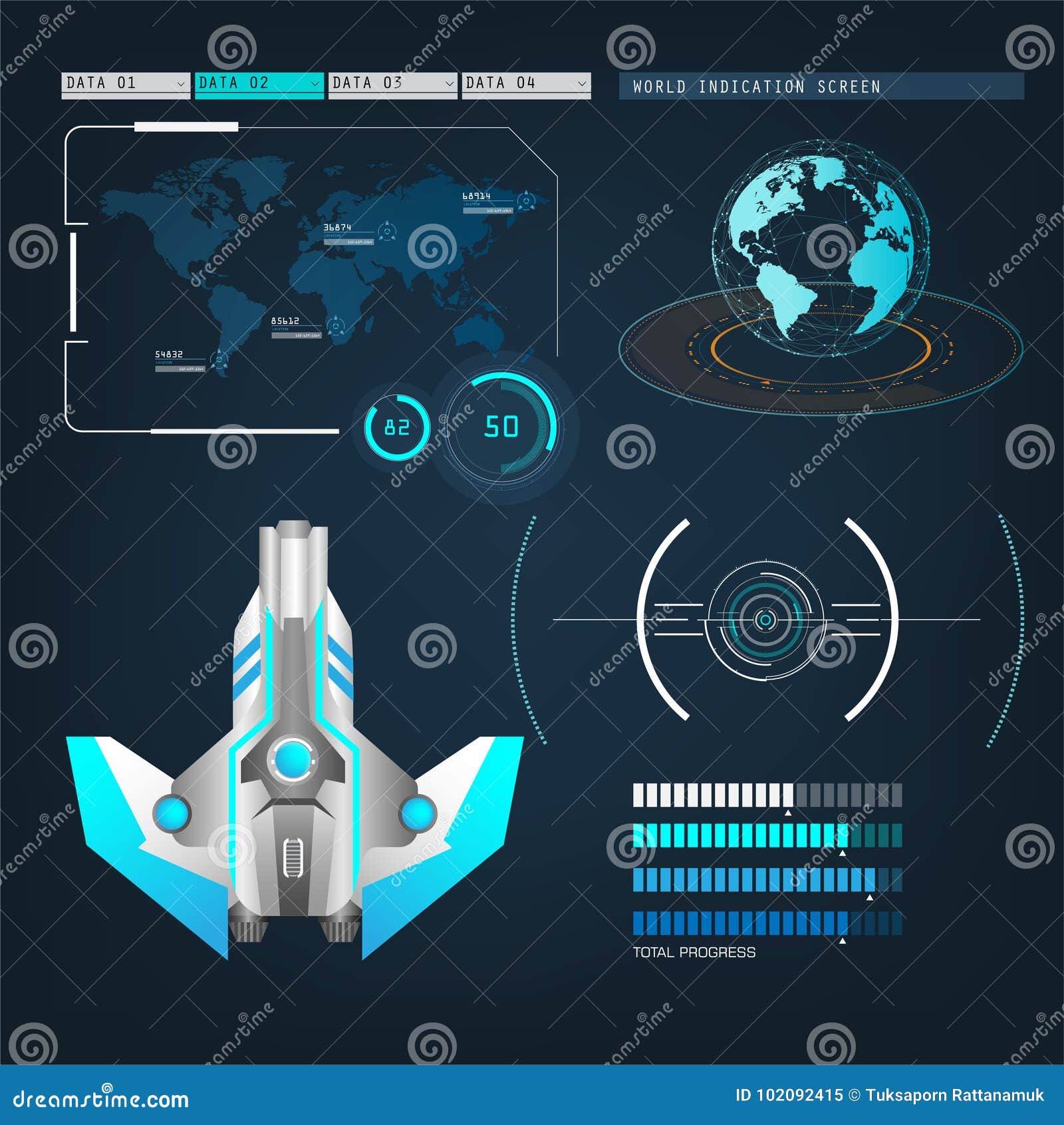 Spaceships Aircraft with Future Sight Action Mode Interface Stock ...