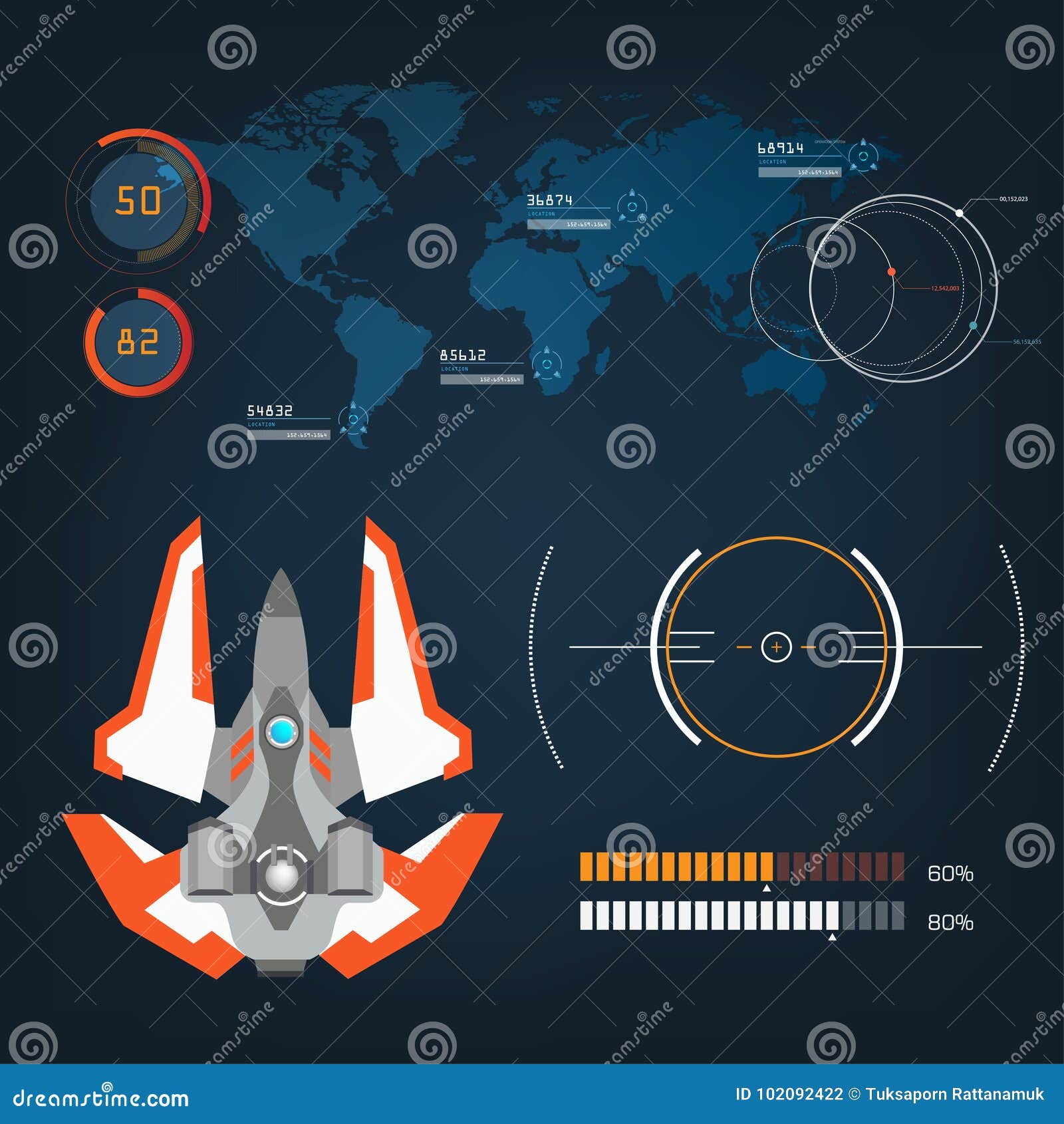 Spaceships Aircraft with Future Sight Action Mode Interface Stock ...