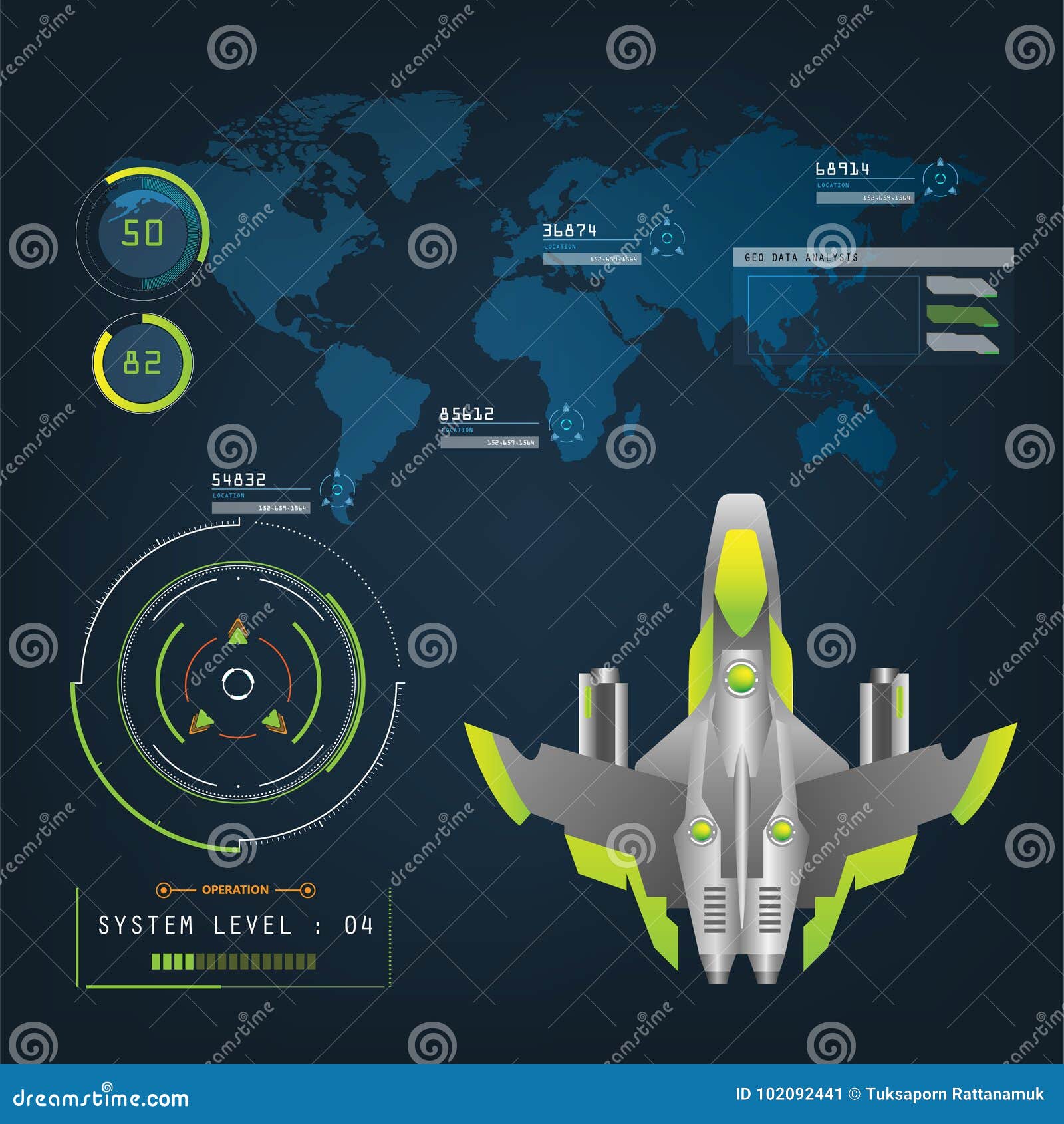 Spaceships Aircraft with Future Sight Action Mode Interface Stock ...