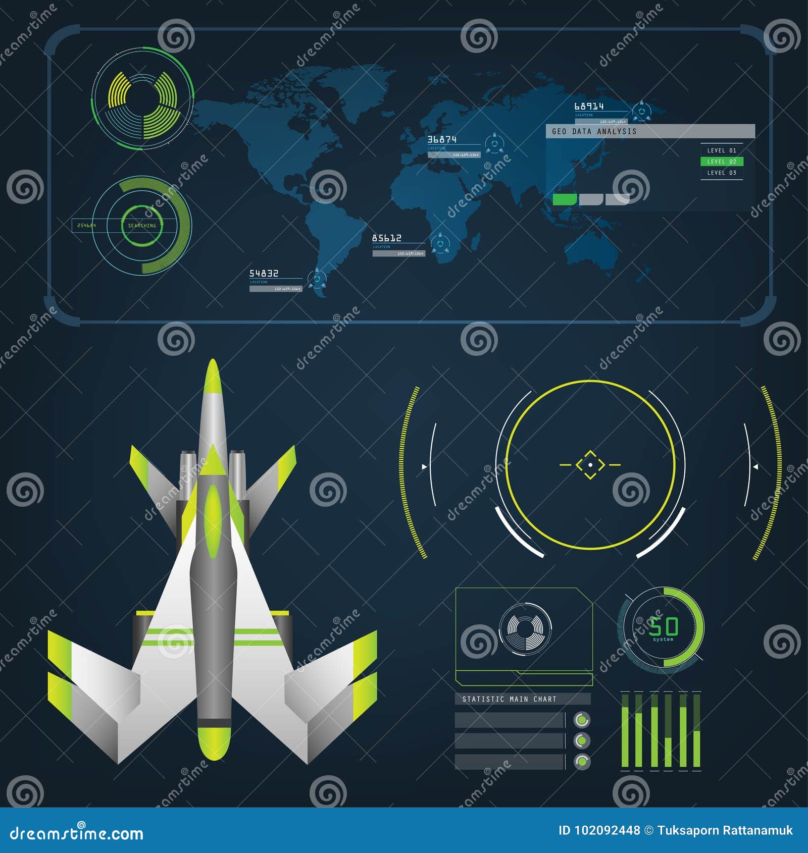 Spaceships Aircraft with Future Sight Action Mode Interface Stock ...