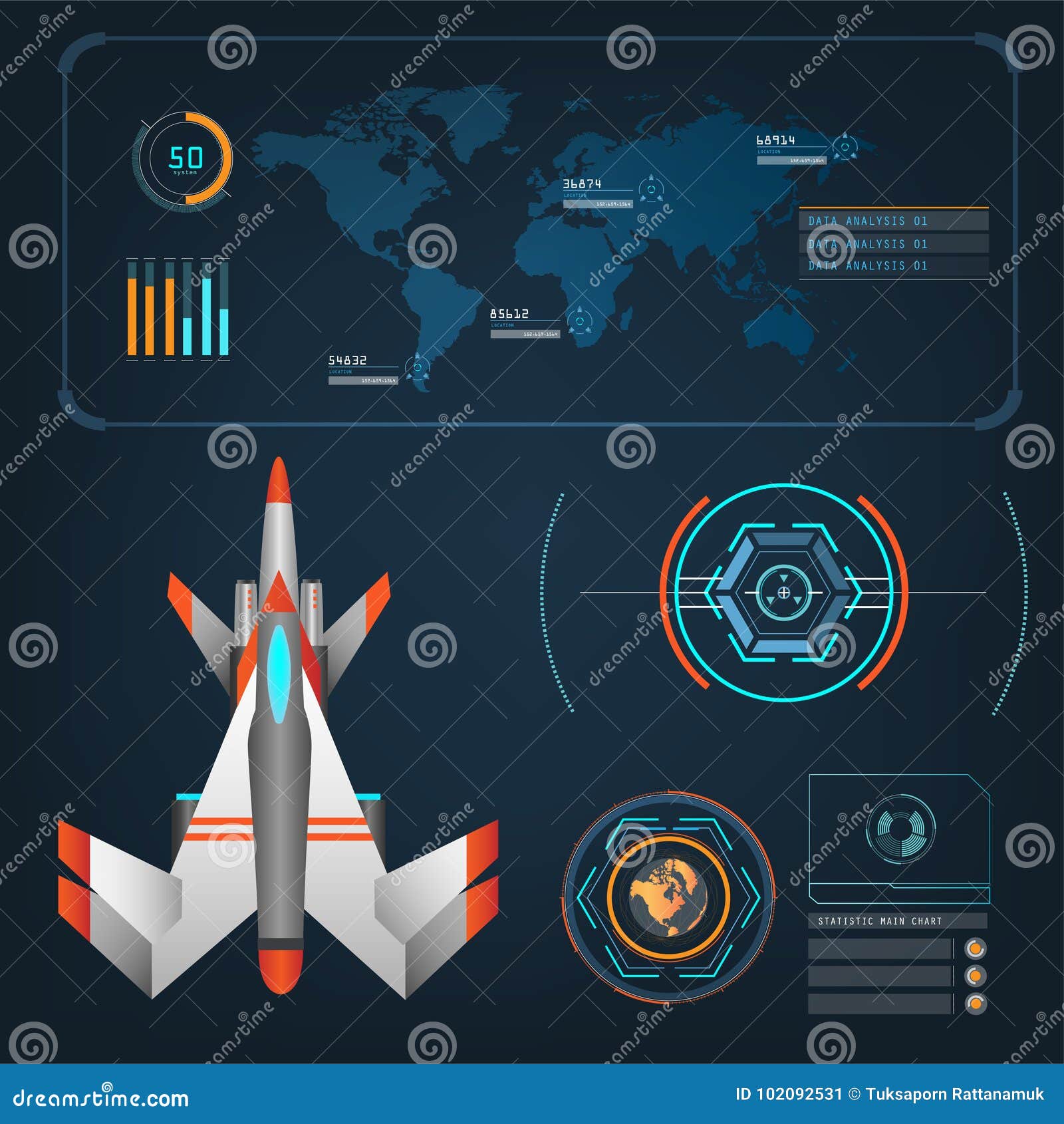 Spaceships Aircraft with Future Sight Action Mode Interface Stock ...