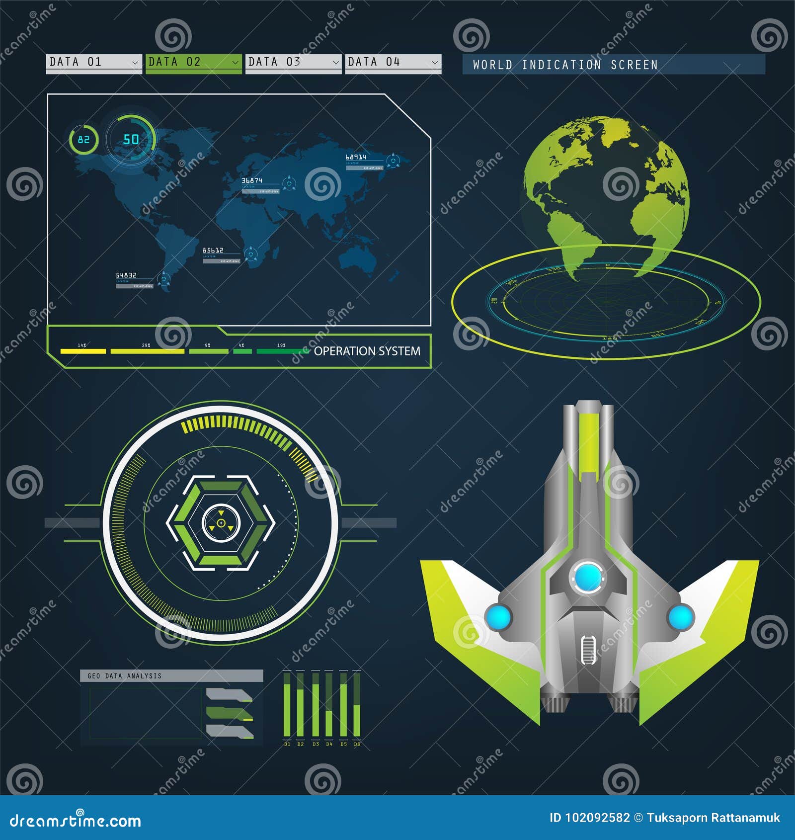 Spaceships Aircraft with Future Sight Action Mode Interface Stock ...
