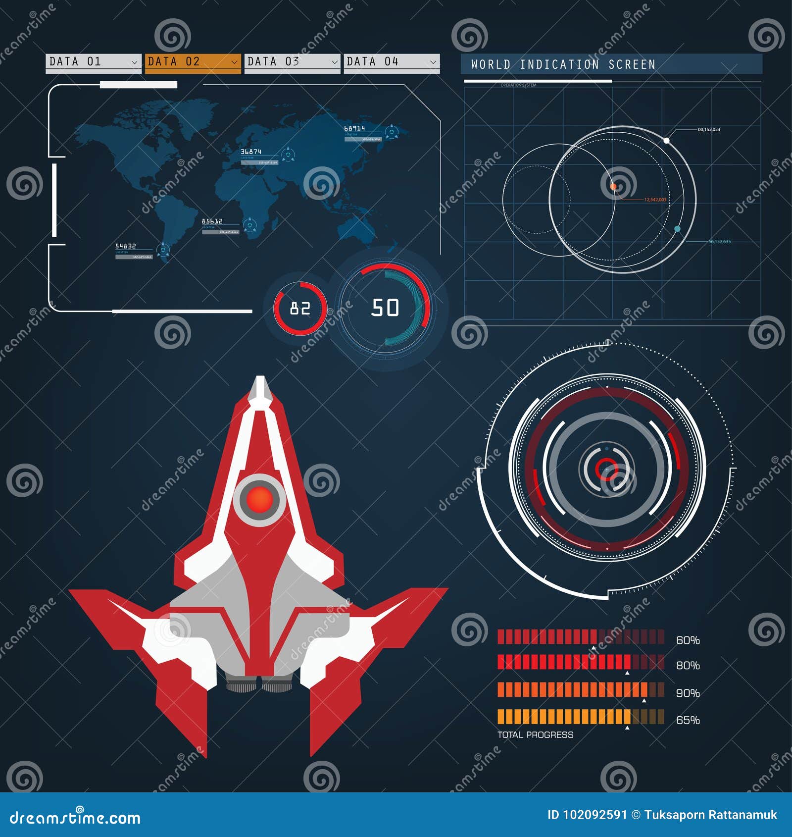 Spaceships Aircraft with Future Sight Action Mode Interface Stock ...