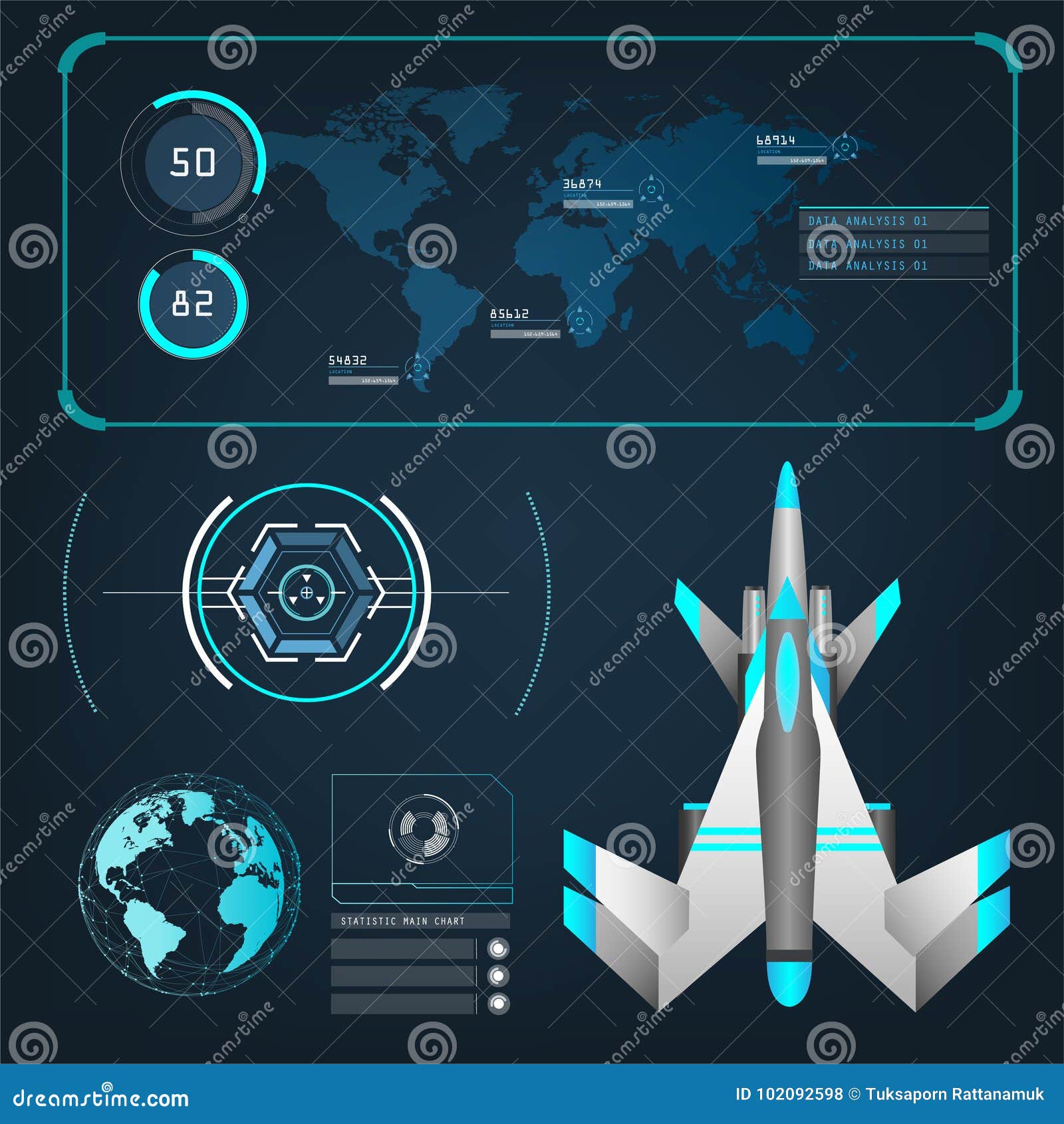 Spaceships Aircraft with Future Sight Action Mode Interface Stock ...