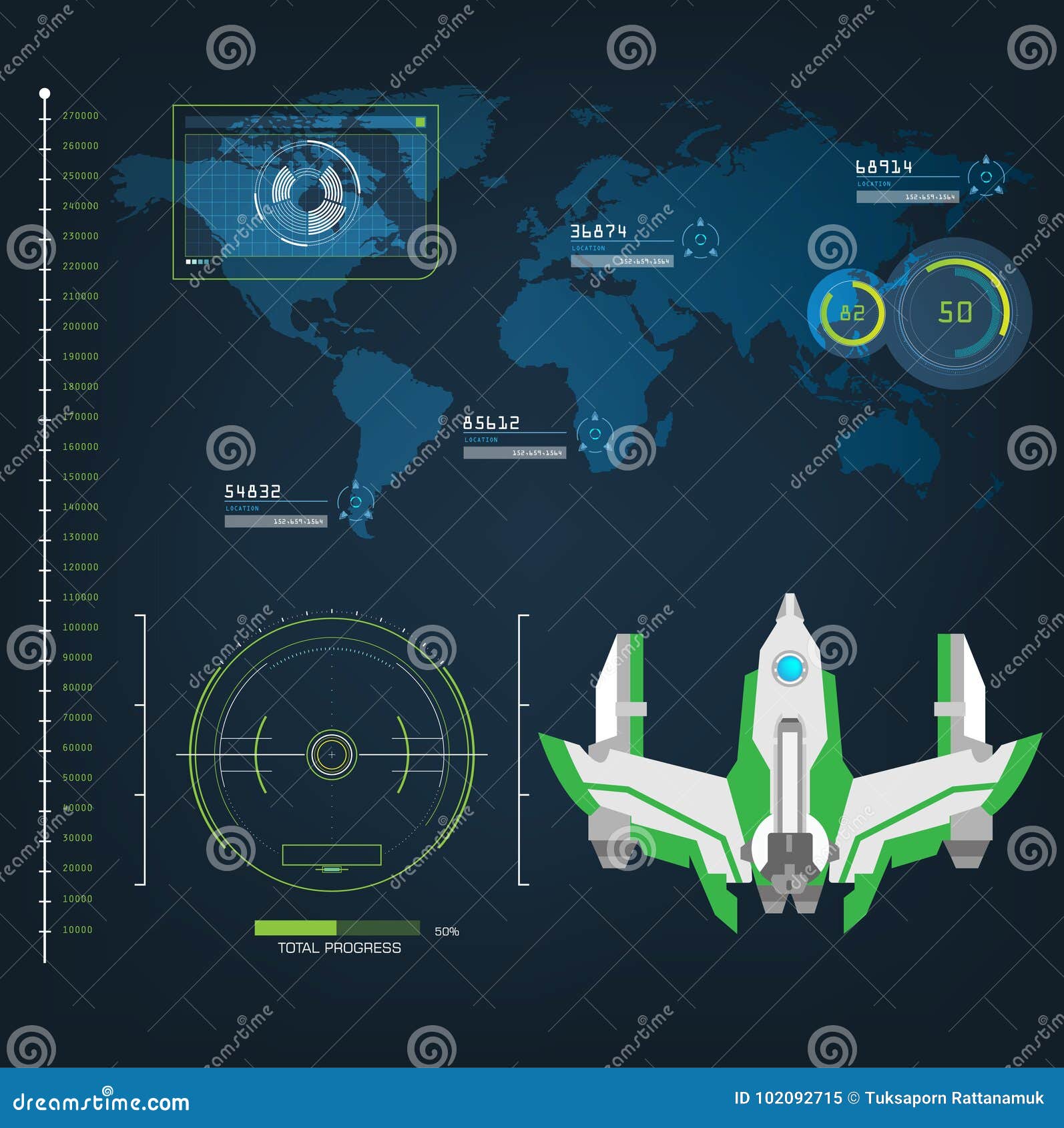 Spaceships Aircraft with Future Sight Action Mode Interface Stock ...