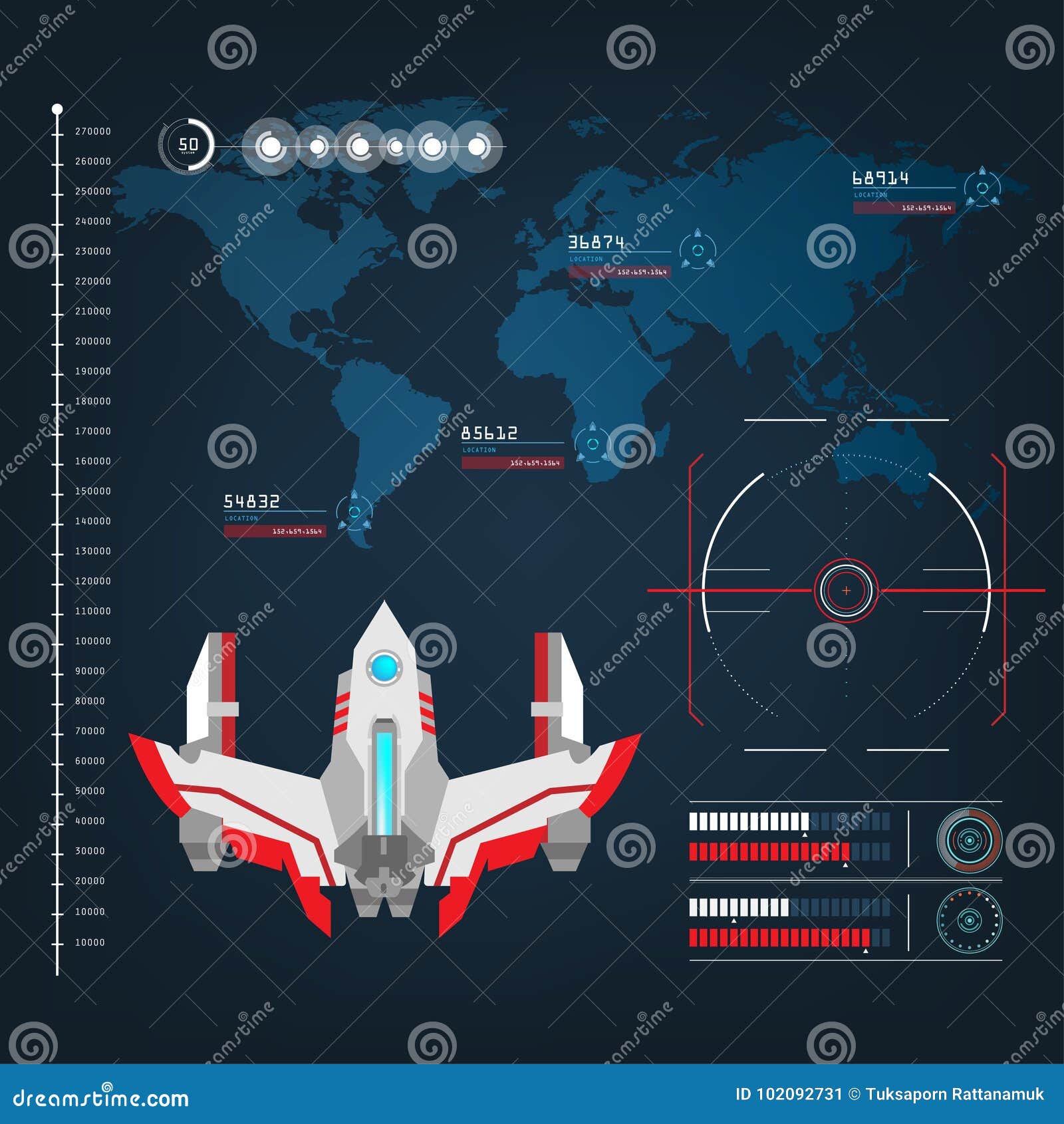 Spaceships Aircraft with Future Sight Action Mode Interface Stock ...