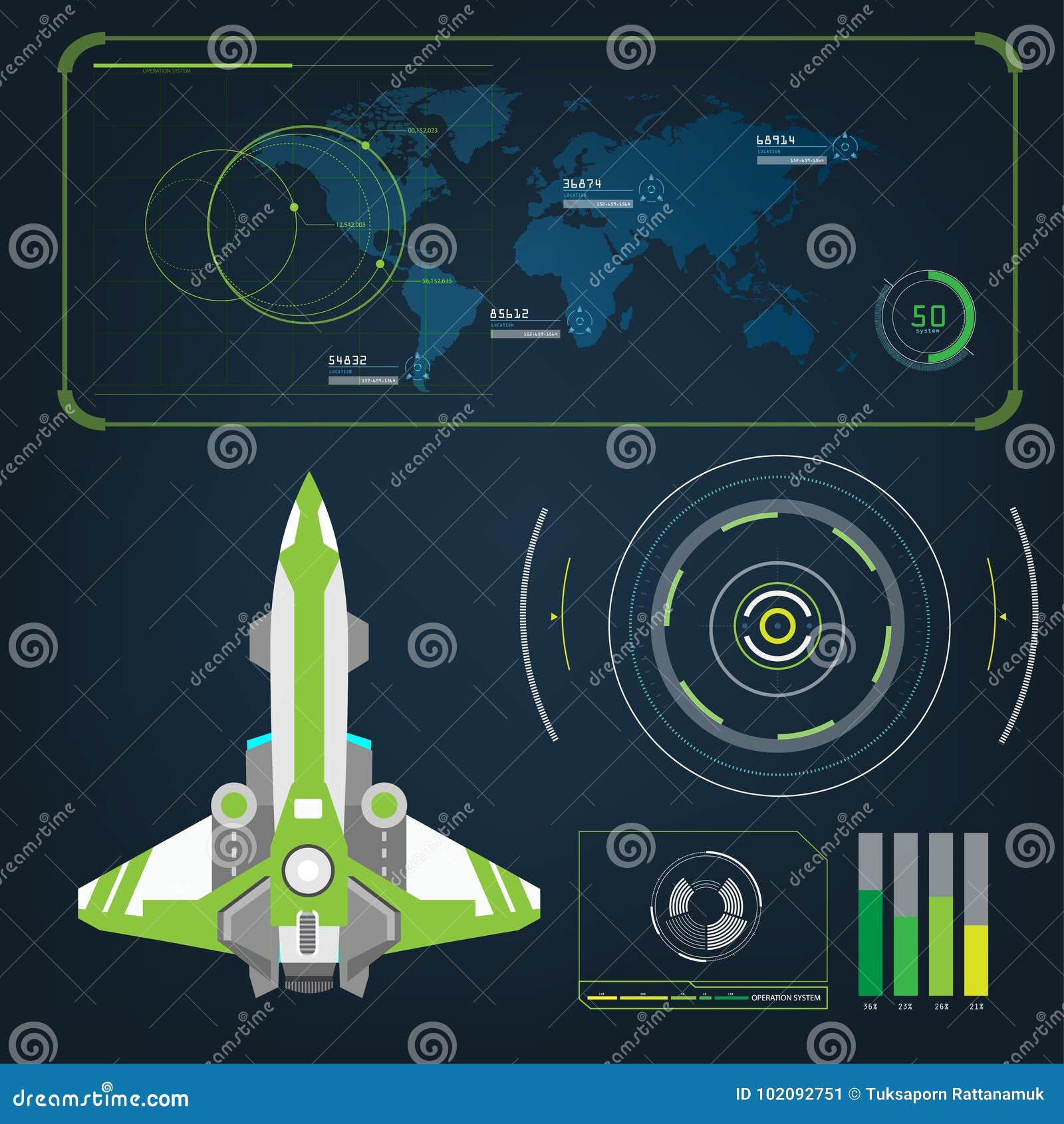 Spaceships Aircraft with Future Sight Action Mode Interface Stock ...