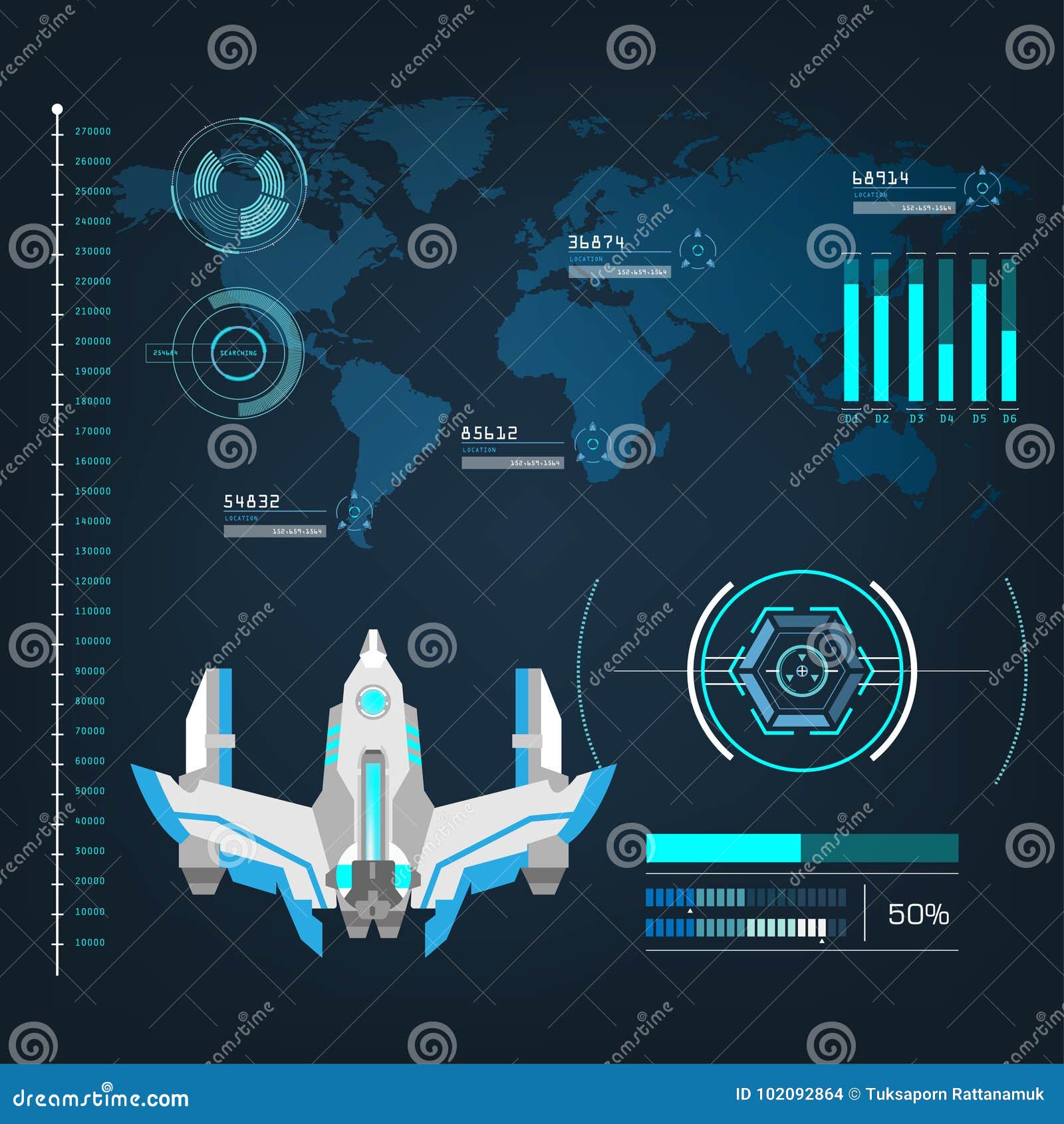 Spaceships Aircraft with Future Sight Action Mode Interface Stock ...