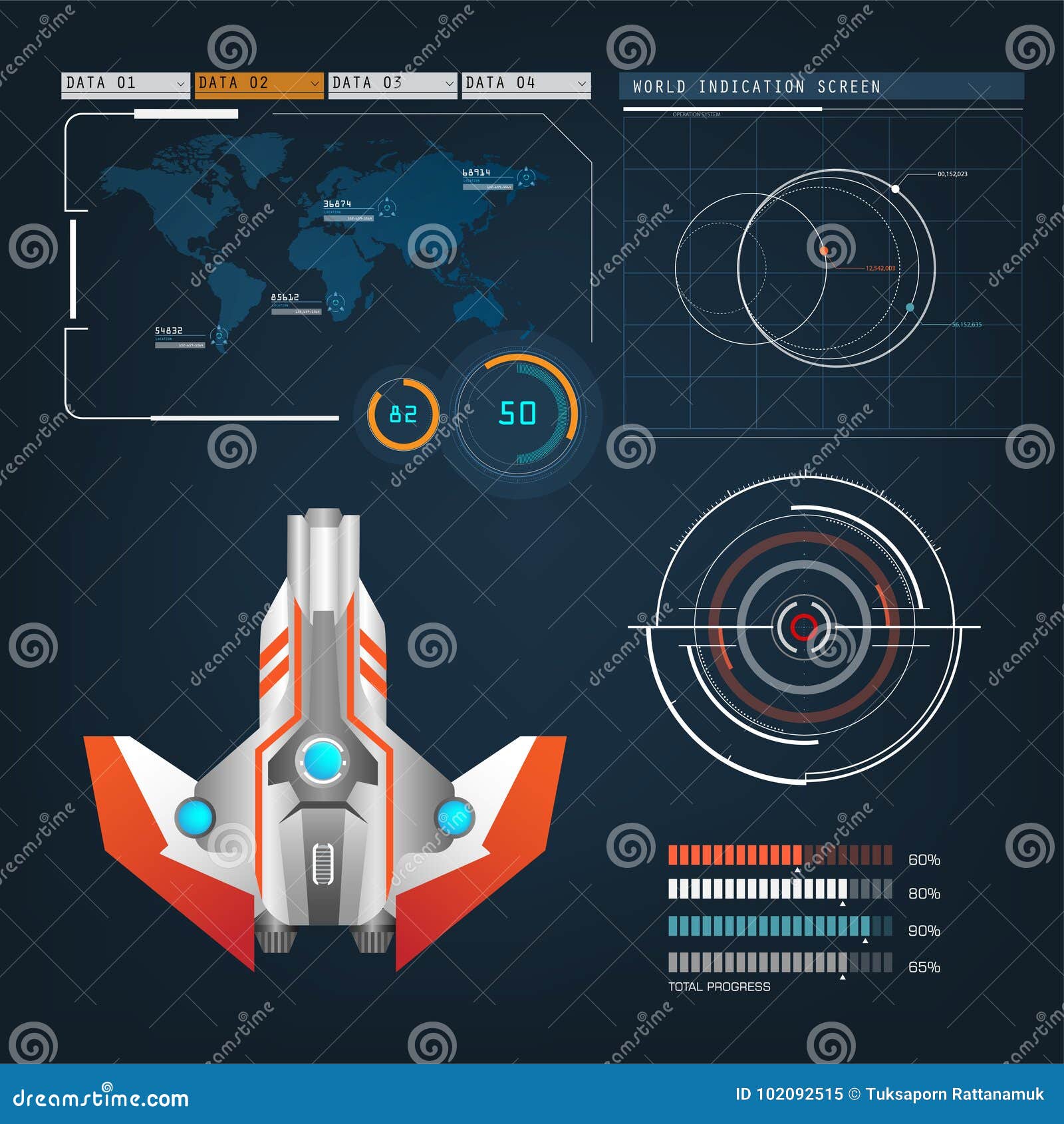 Spaceships Aircraft with Future Sight Action Mode Interface Stock ...