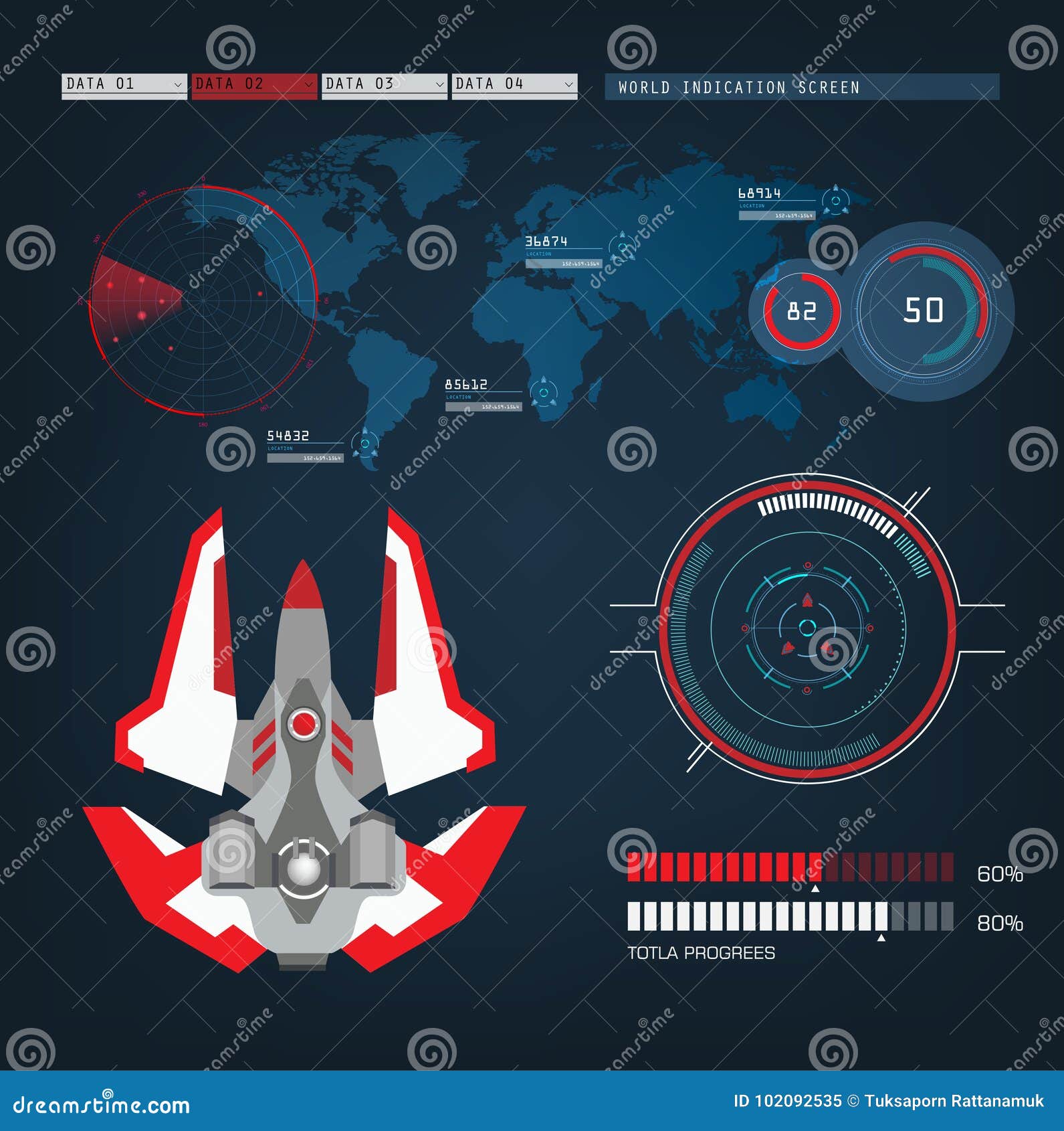 Spaceships Aircraft with Future Sight Action Mode Interface Stock ...