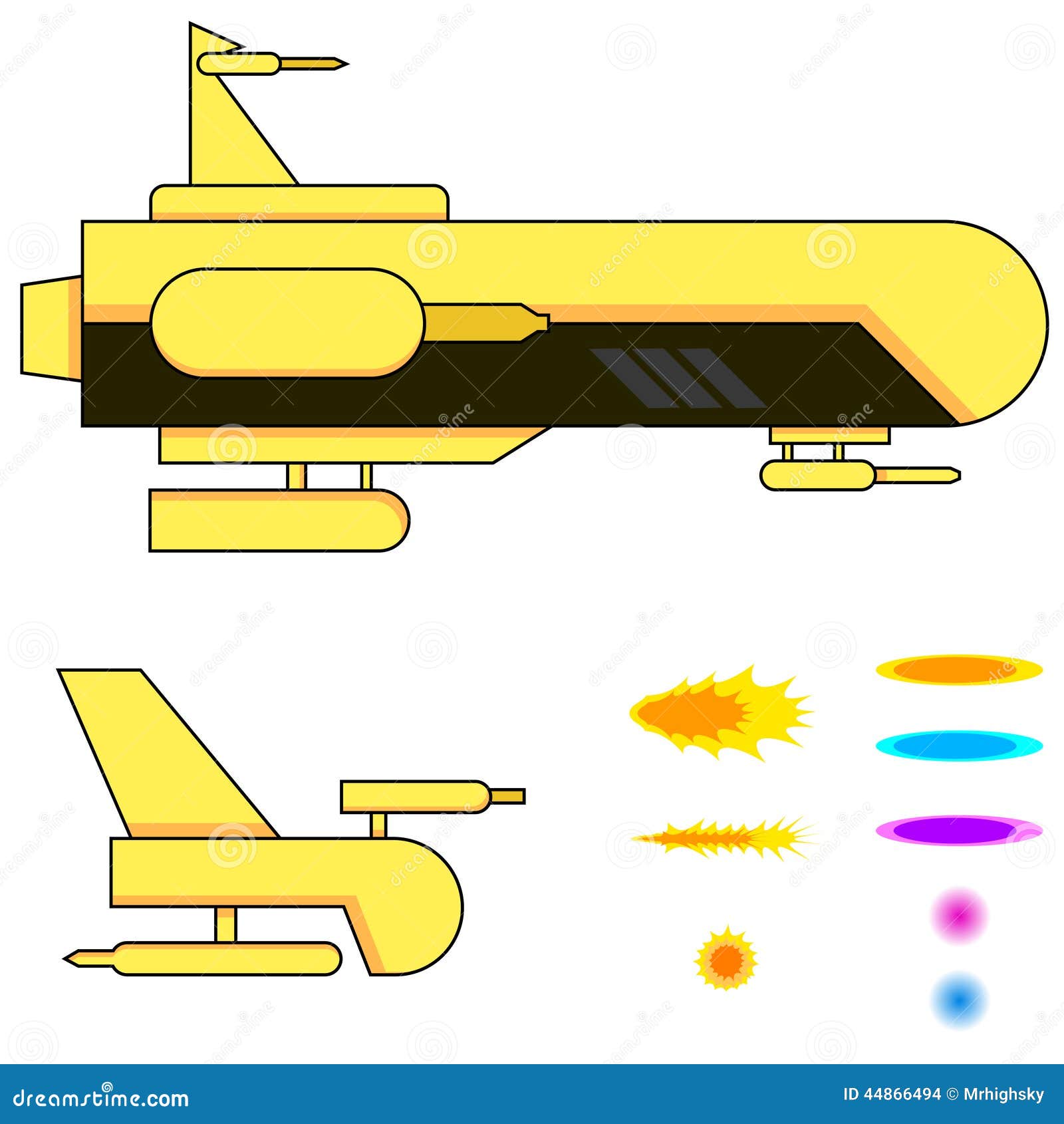 Spaceships and bullets stock vector. Illustration of flat - 44866494