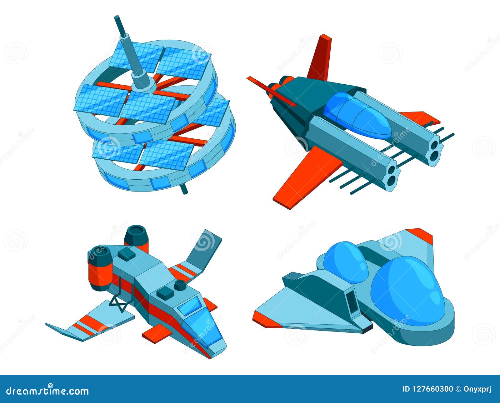 Isometric Spaceships. Space Shuttle, Cosmic Rocket Vector Illustration ...