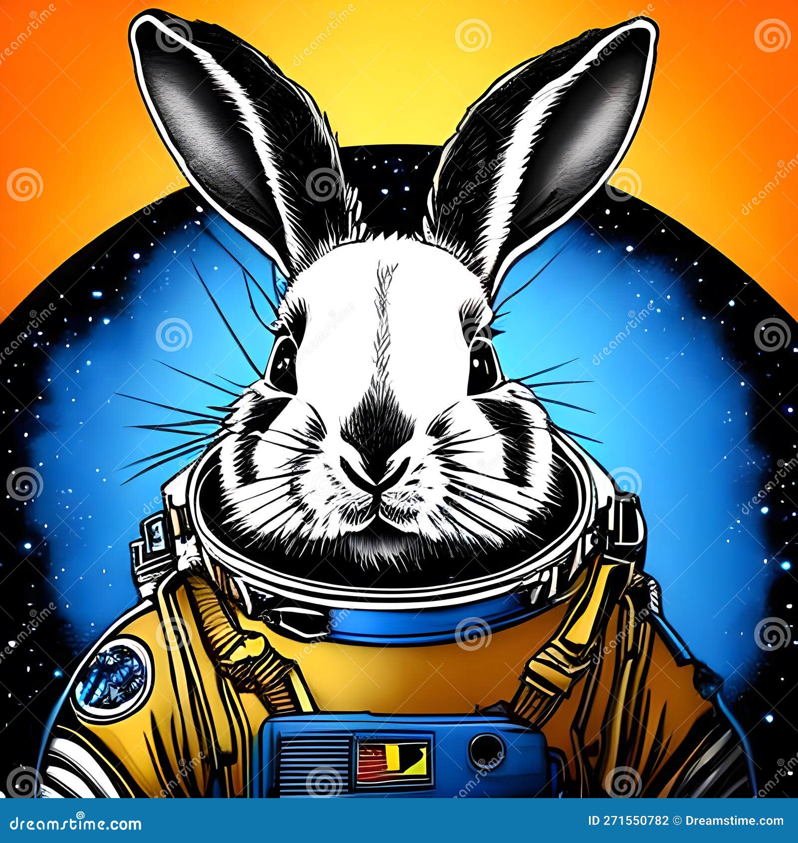 Spacesuited Rabbit Astronaut Stock Illustration - Illustration of look ...
