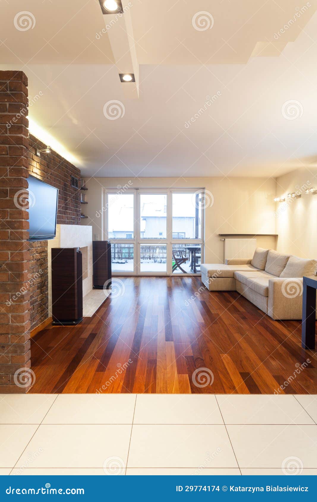 Spacious Apartment - Living Room Stock Photo - Image of couch, luxury ...