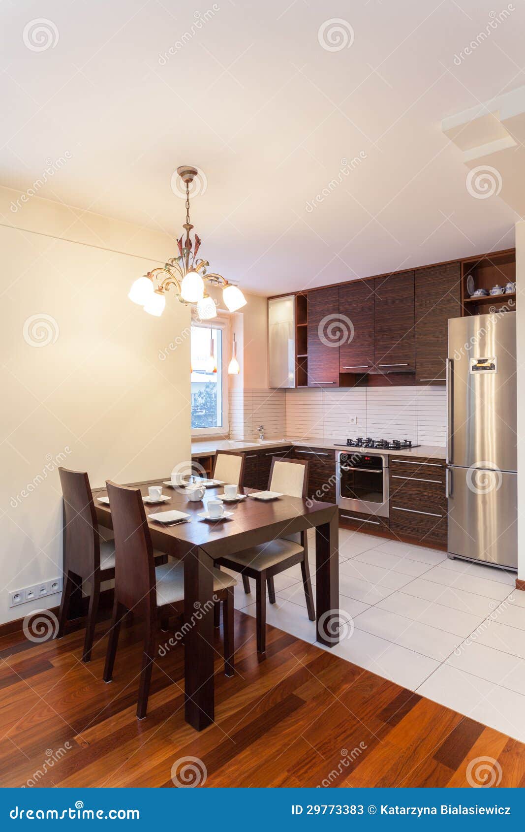 Spacious Apartment - Kitchen Stock Image - Image of chairs, bright ...