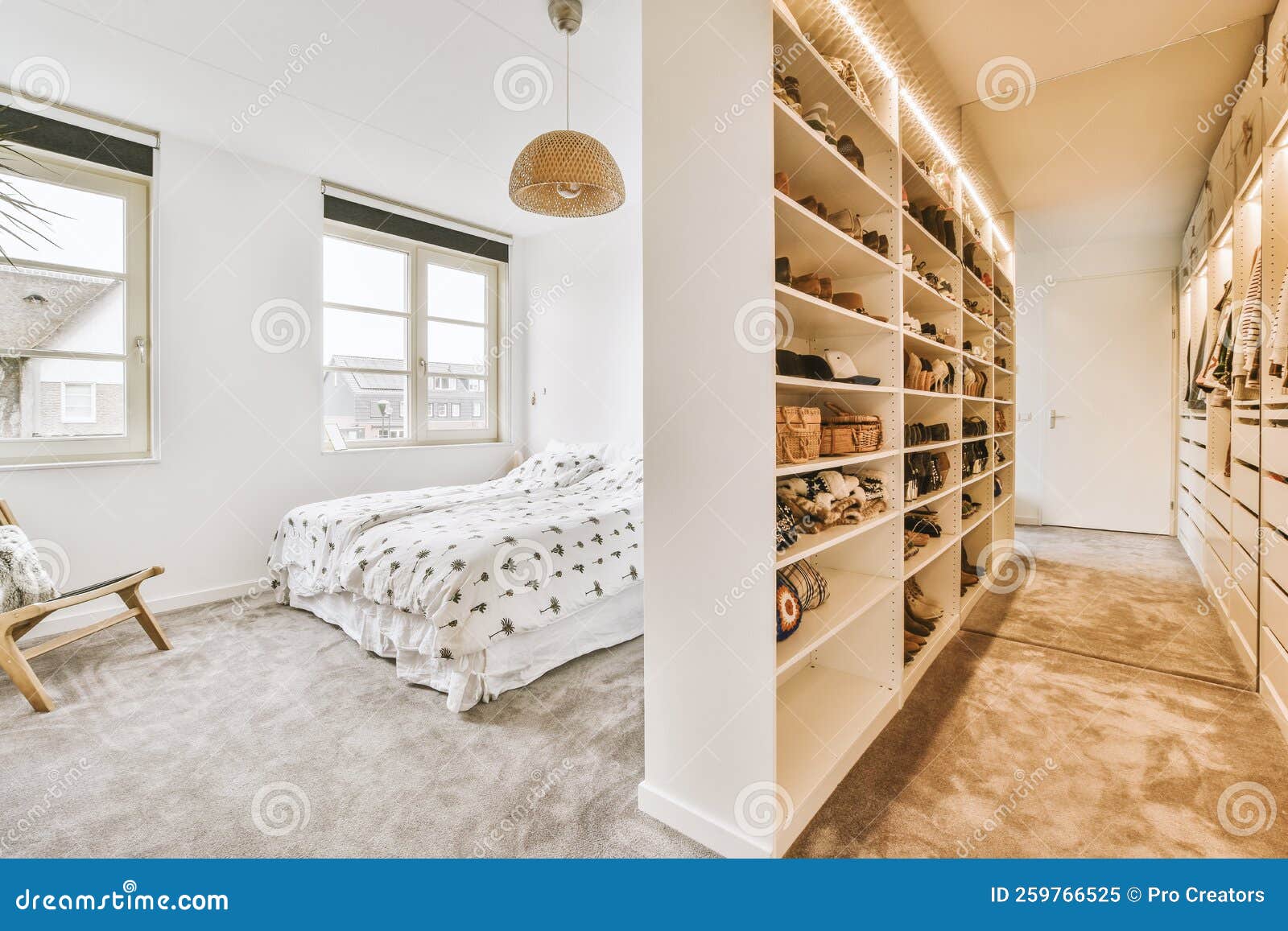 Spacious Bedroom in Modern Flat Stock Image - Image of style, room ...