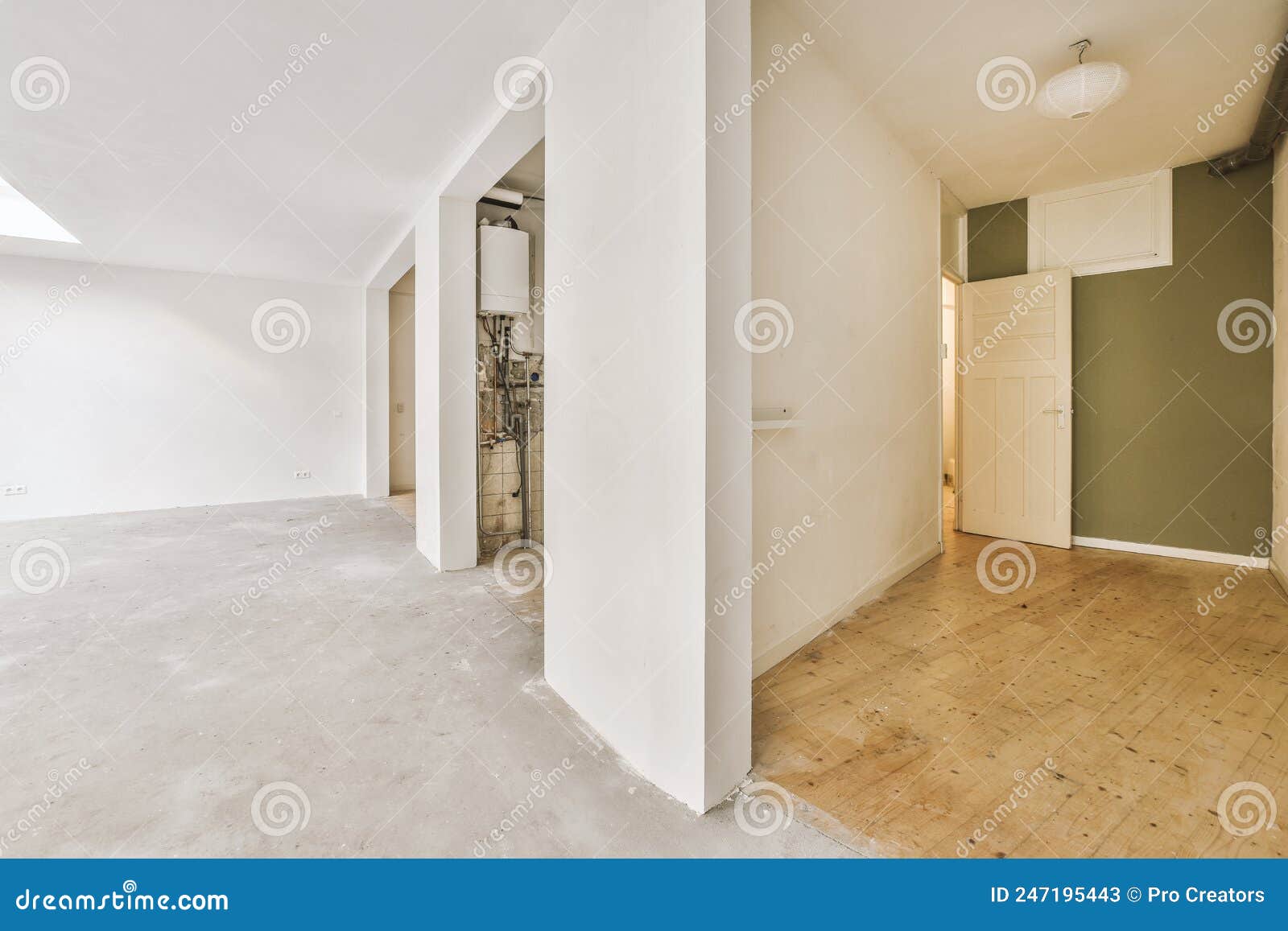 A Spacious Bright Empty Room with Several Recesses Stock Image - Image ...